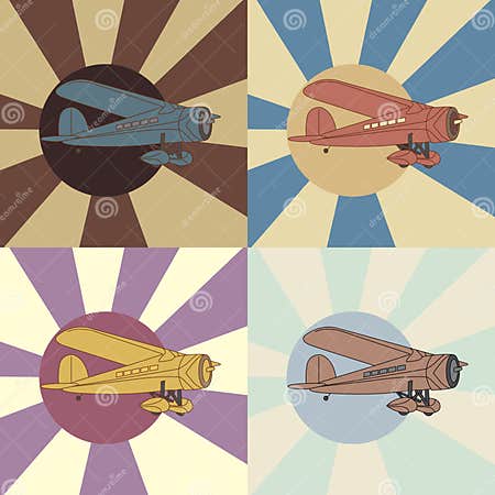 Plane Designed in a Retro Style Stock Vector - Illustration of altitude ...