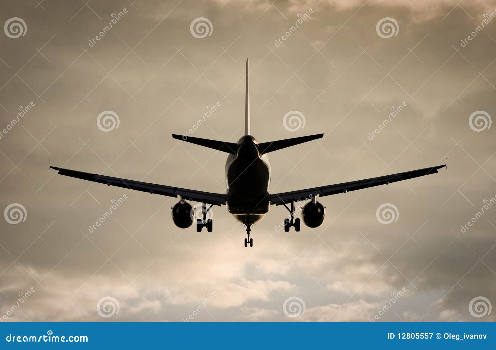 Plane in Dramatic Evening Sky Stock Image - Image of airbus, flying ...