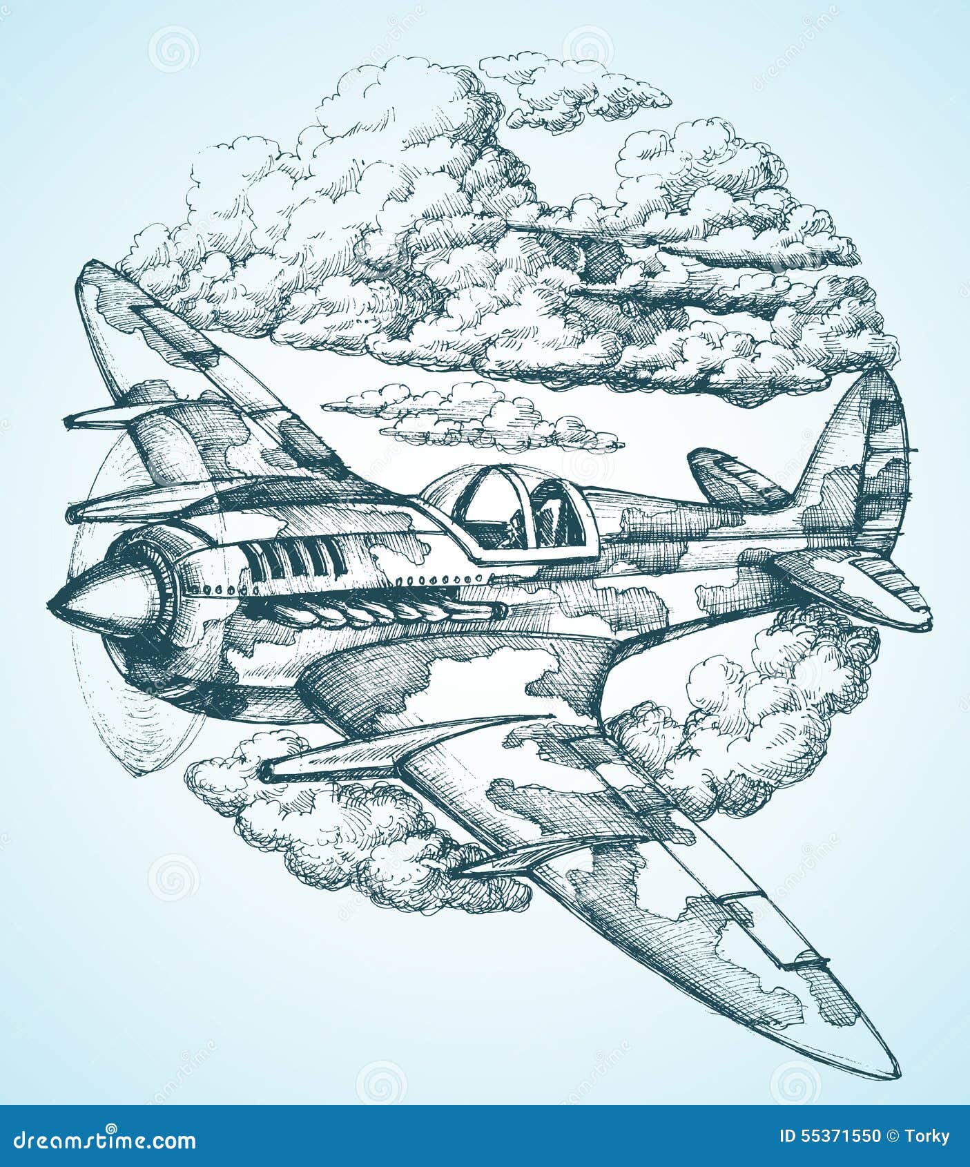 Plane drawing stock vector. Illustration of etching, icon - 55371550