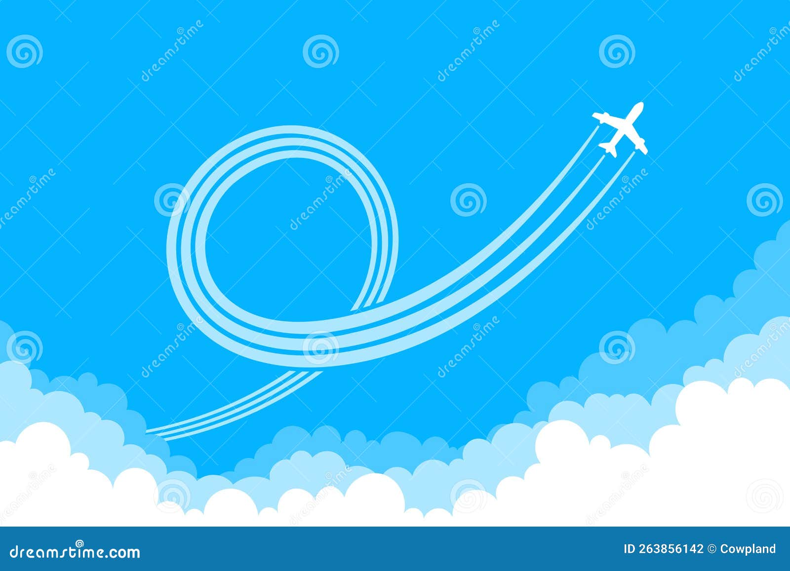 The Plane Draws a Loop Above the Clouds Stock Vector - Illustration of ...