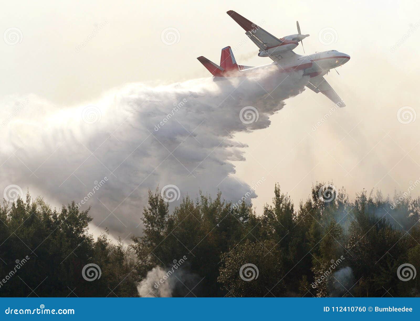 Plane Drops Water on a Forest Fire Stock Photo - Image of damage, help ...
