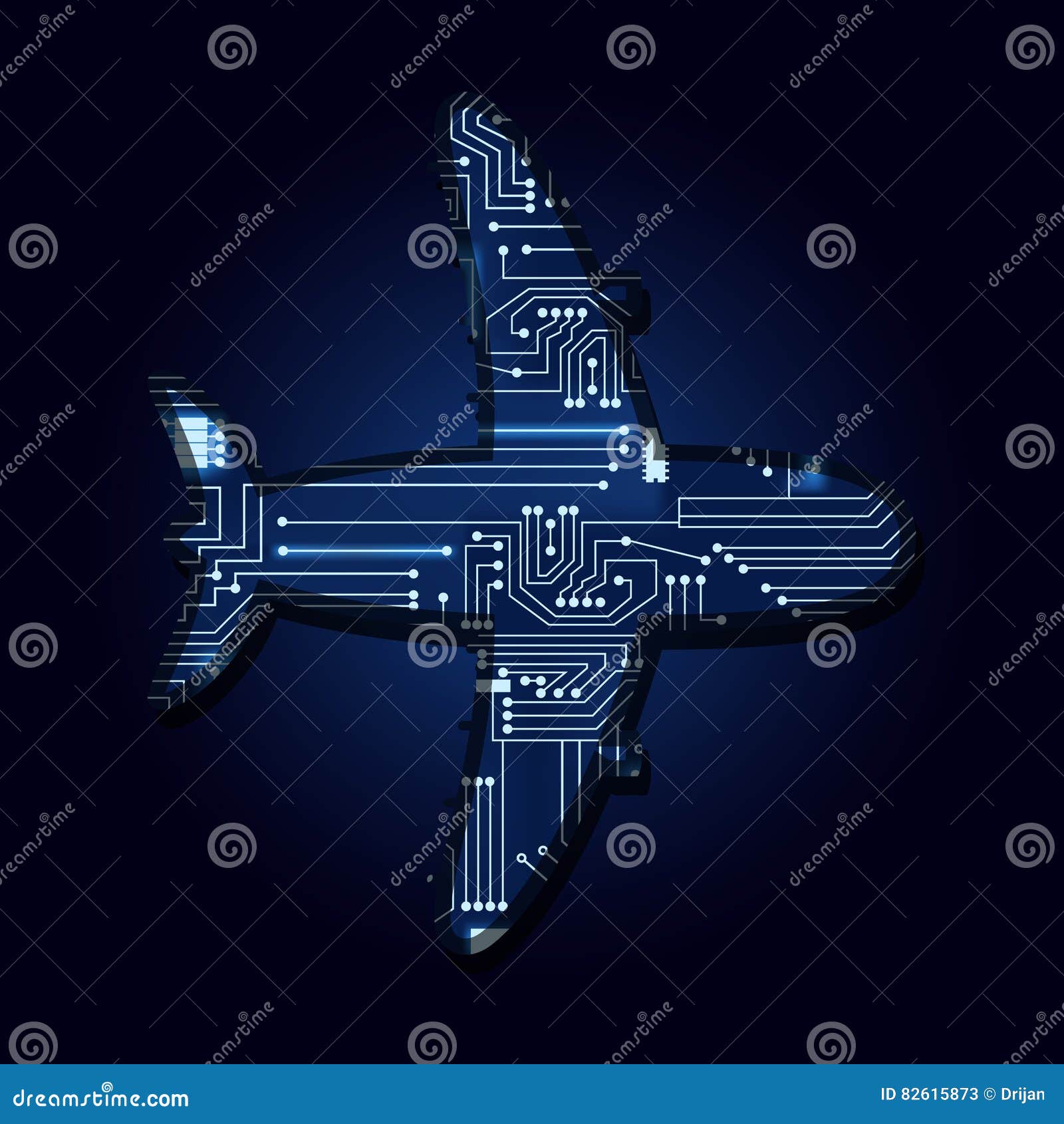 Plane with Electronic Circuit Stock Vector - Illustration of graphic ...