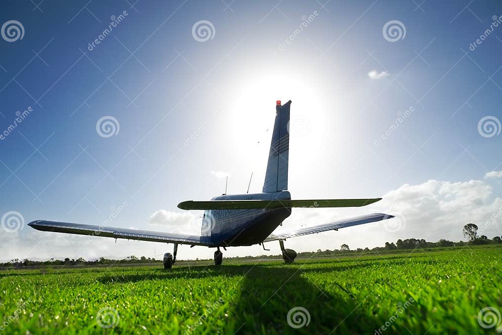 Plane on field stock photo. Image of blue, small, airplane - 1972928