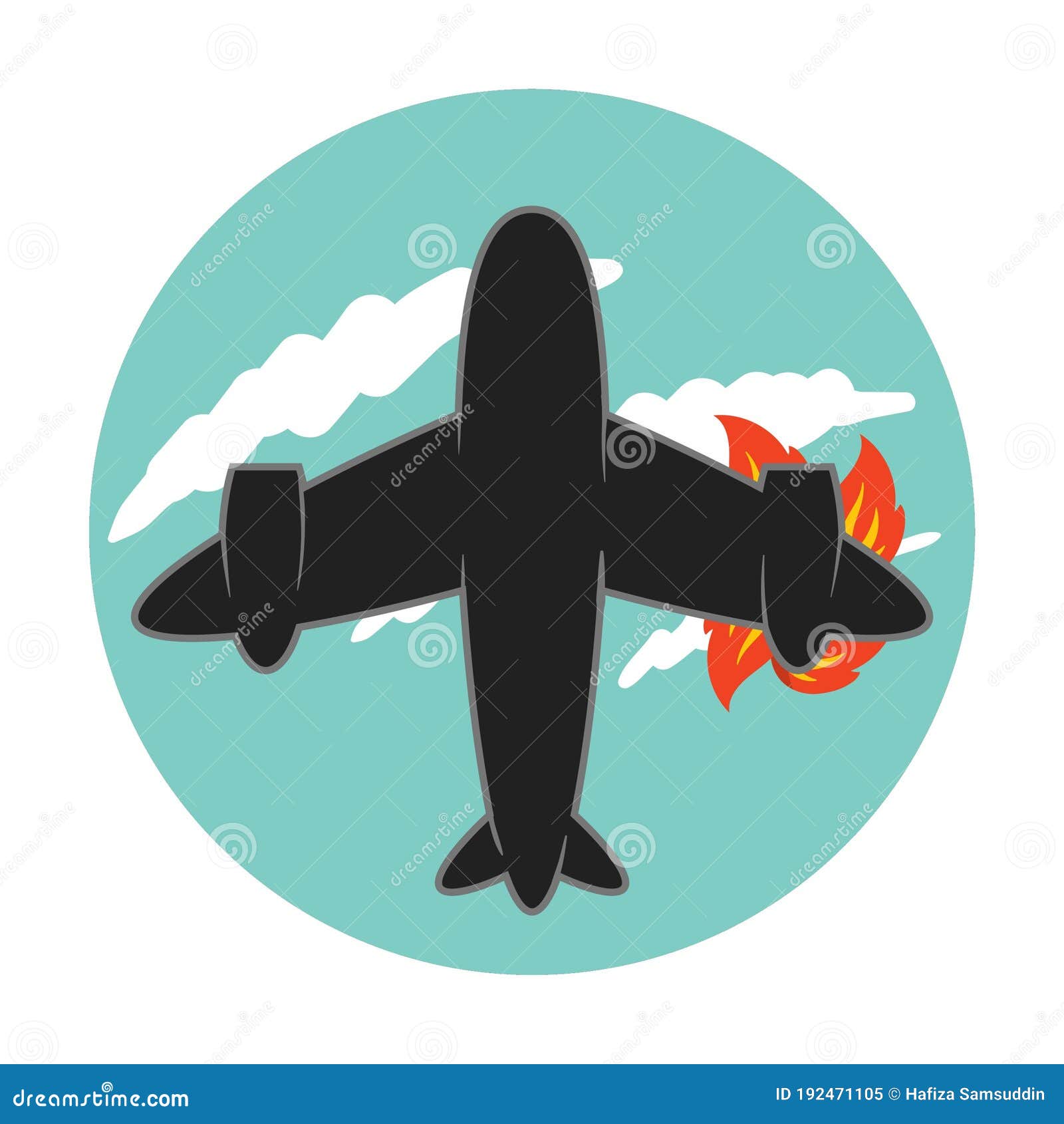 Plane on Fire. Vector Illustration Decorative Design Stock Vector ...