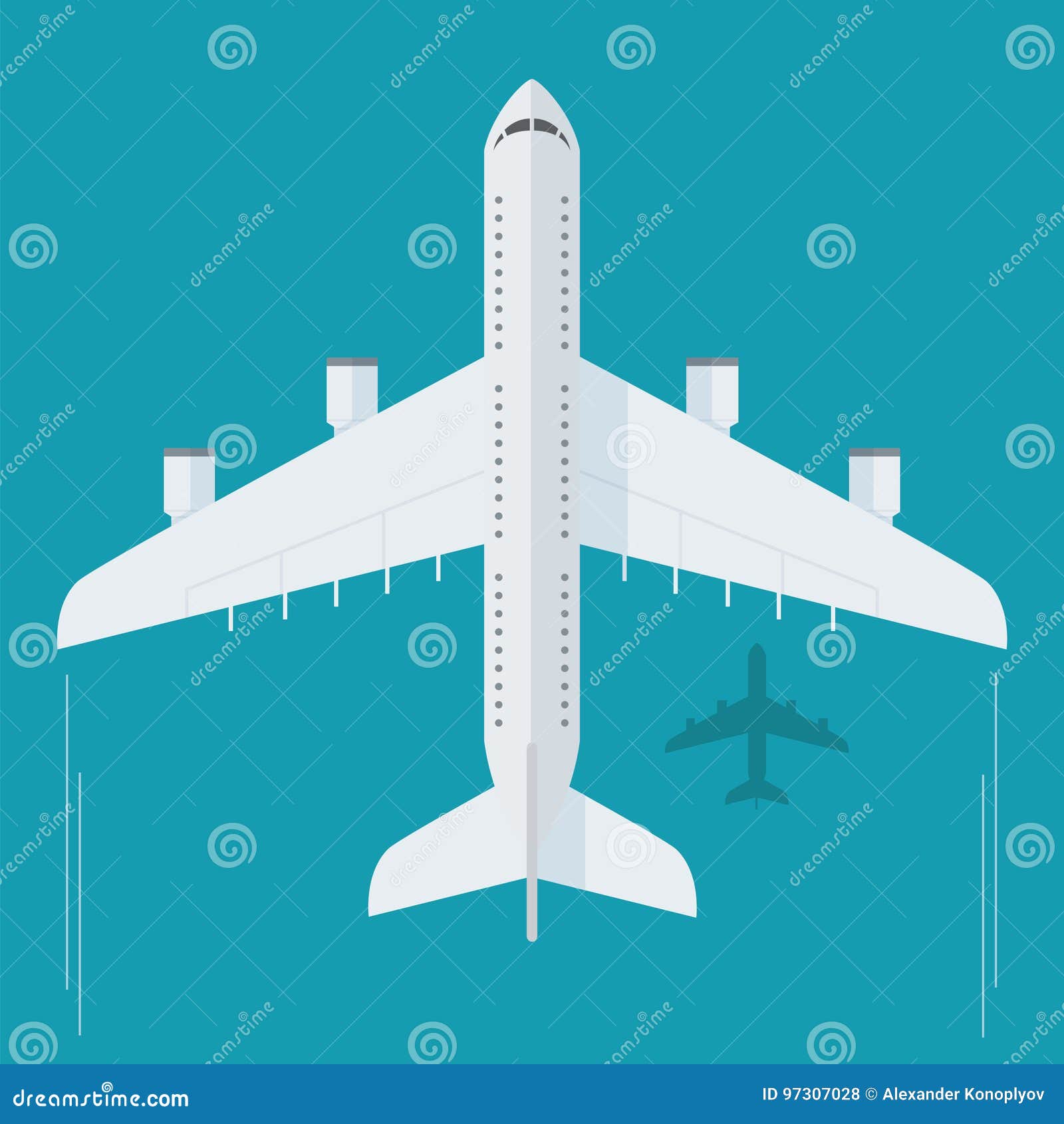 Plane in flat style stock vector. Illustration of tourism - 97307028
