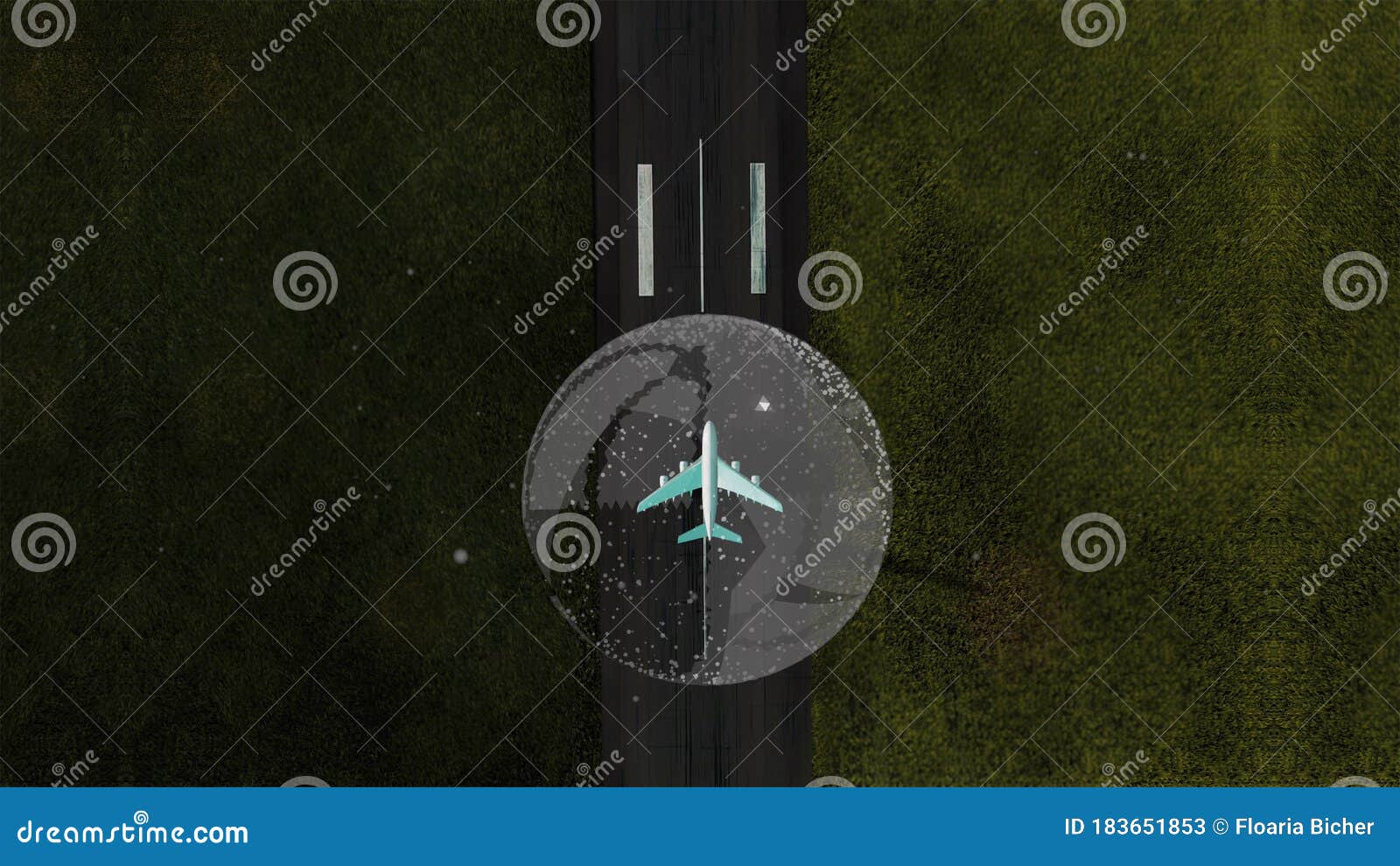 The Plane Flies Along a Trajectory Around Planet Earth. Stock ...