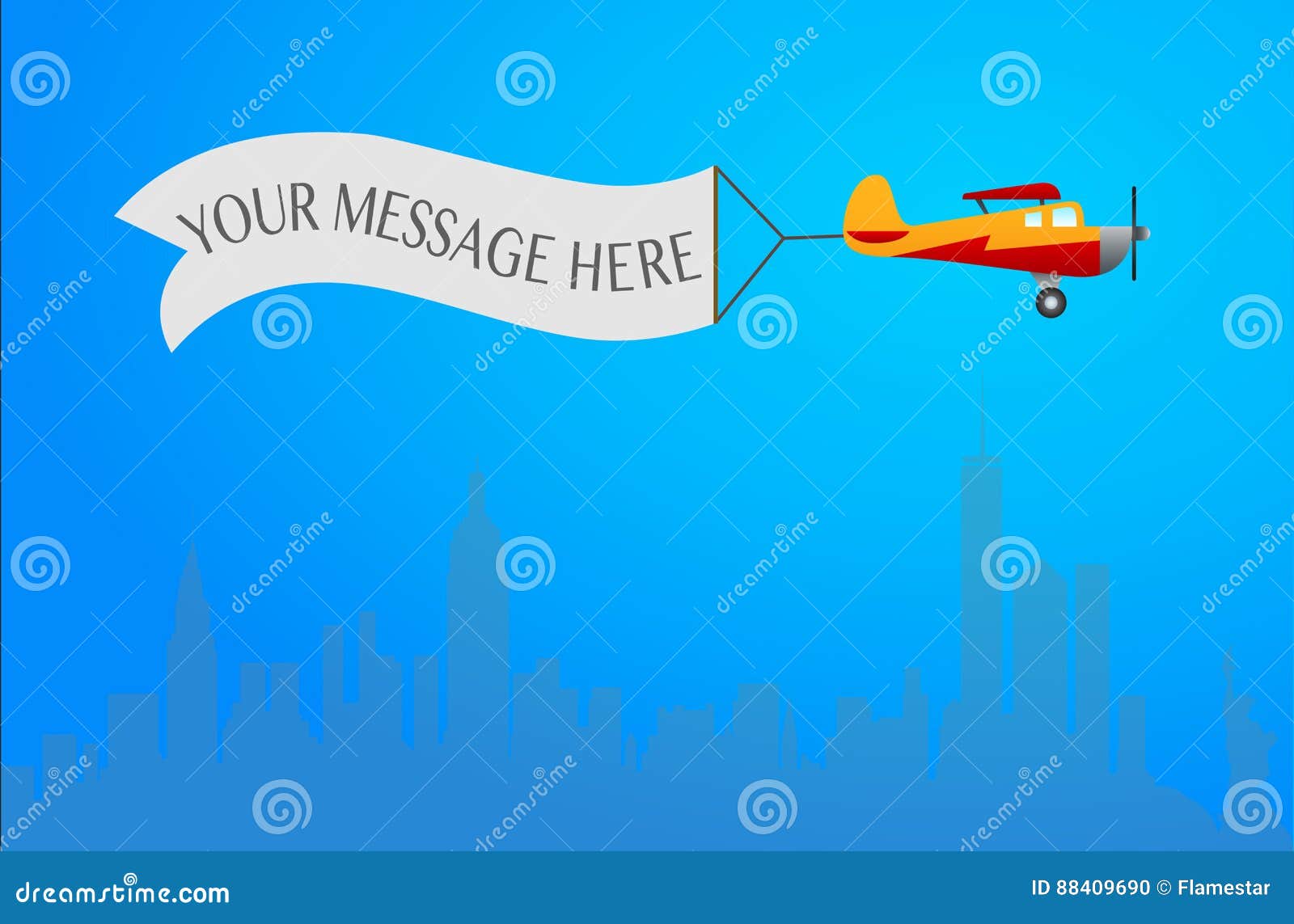 The Plane Flies with Long Banner for Your Text on a Blue Background ...