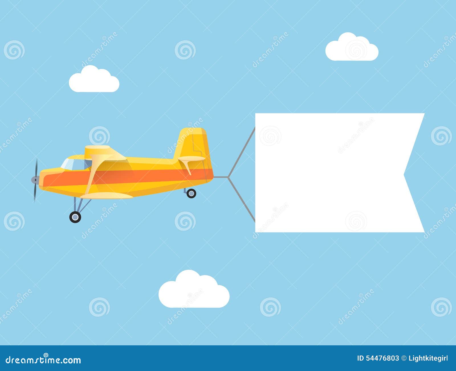 The Plane Flies with Long Banners for Your Text on Stock Vector ...