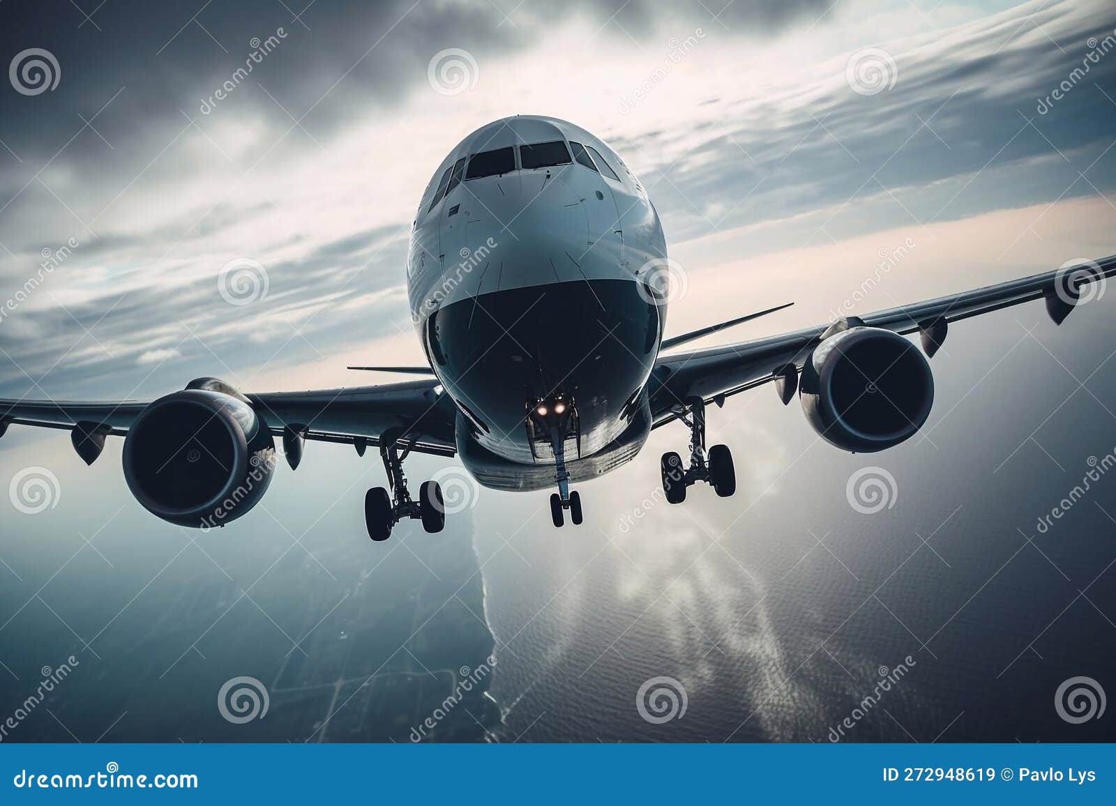The Plane Flies in the Sky. AI Generated Stock Illustration ...