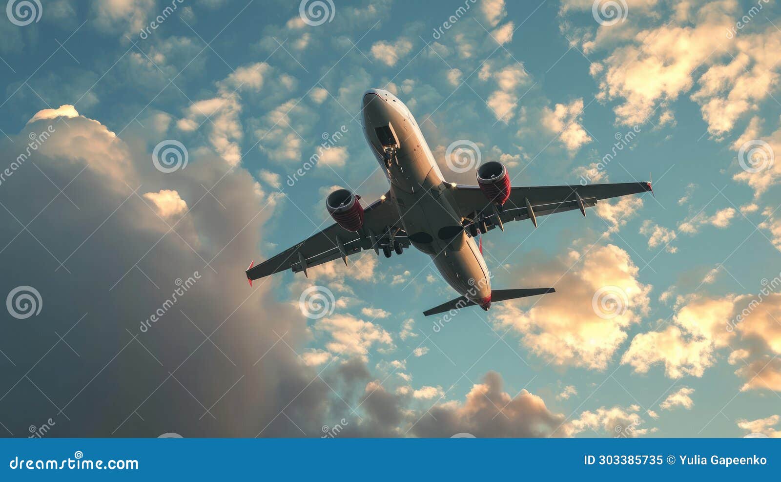 Plane Flies in the Sky, Hyper Realistic Stock Image - Image of landing ...