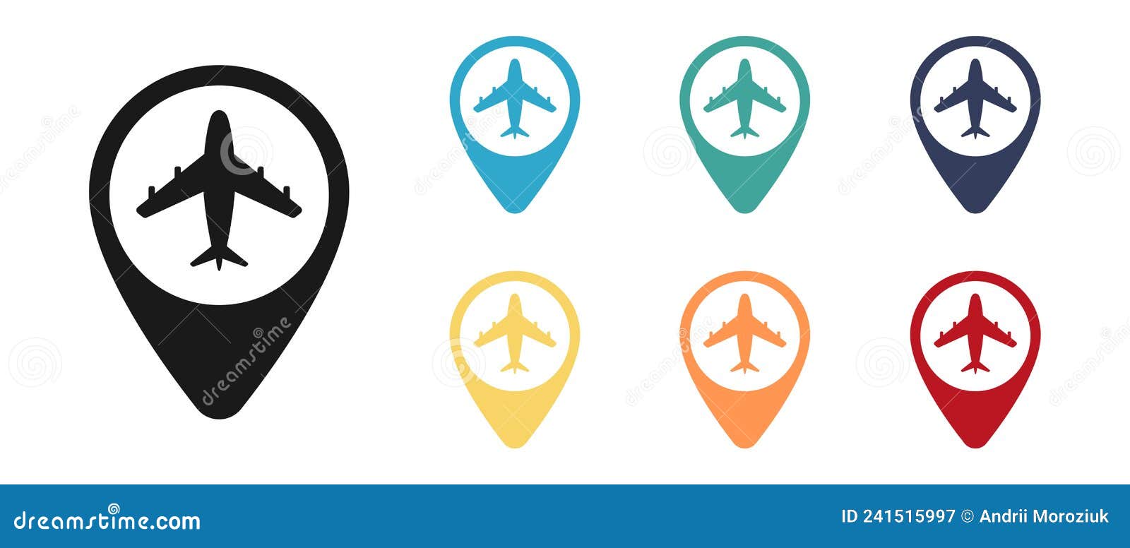 Plane, Flight, Airplane Concept Vector Icon Set, Label on the Map ...