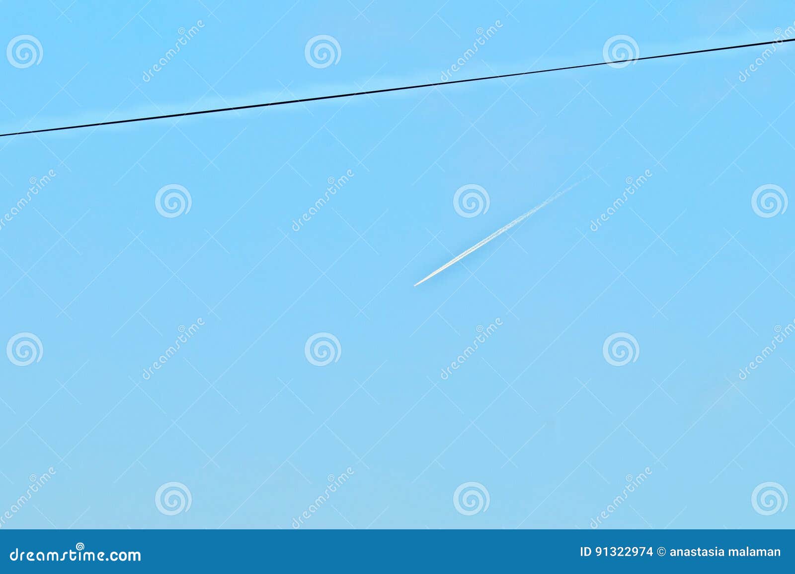 Plane flight in clear sky stock photo. Image of clear - 91322974