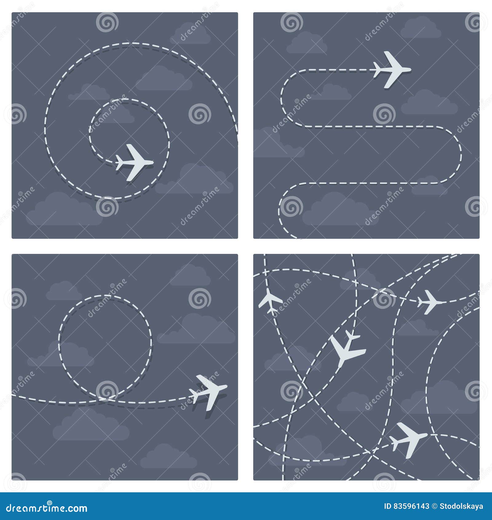 Plane Flight with Dotted Trace of Airplane Stock Vector - Illustration ...