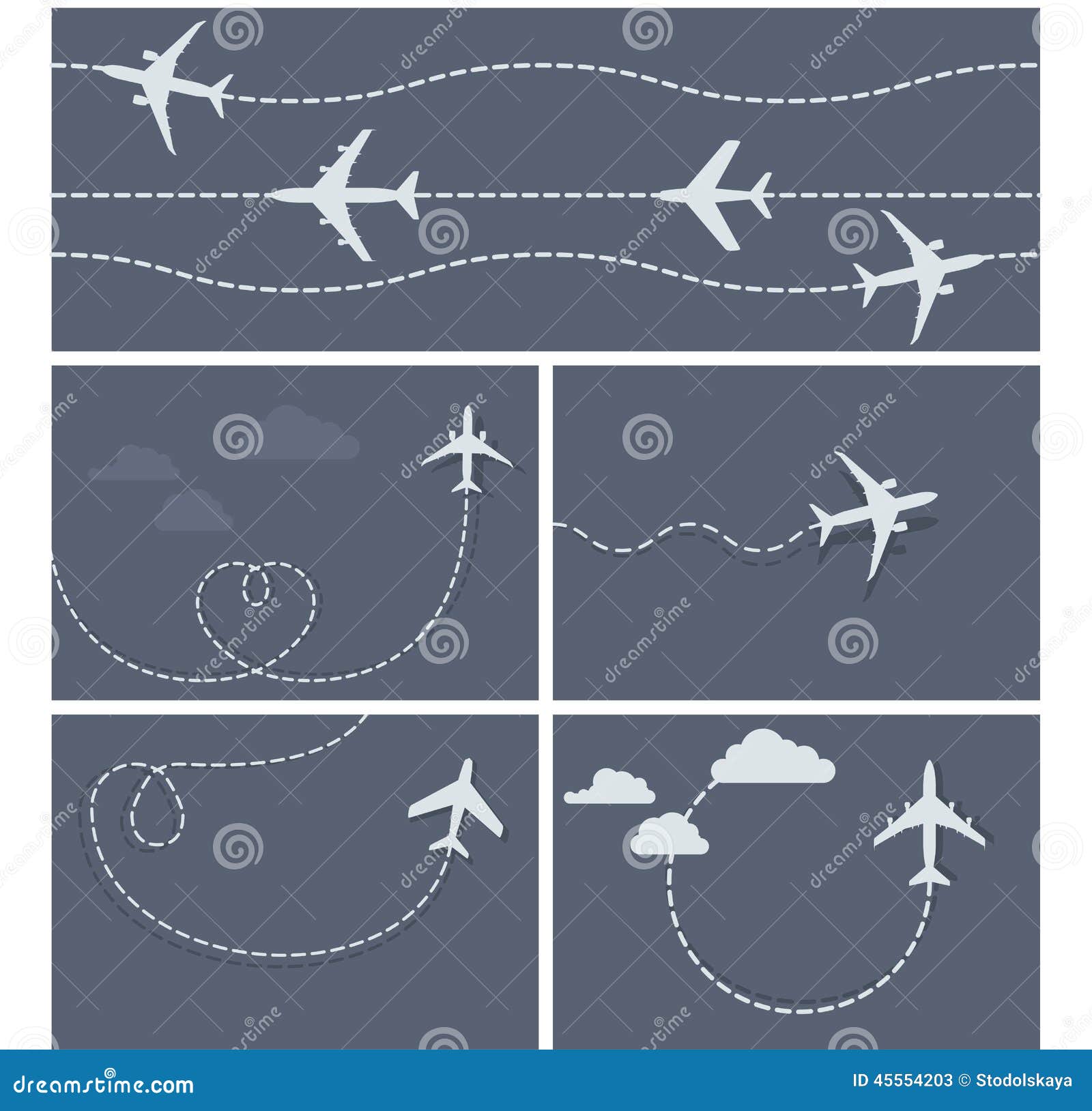 Plane Flight - Dotted Trace of the Airplane Stock Vector - Illustration ...