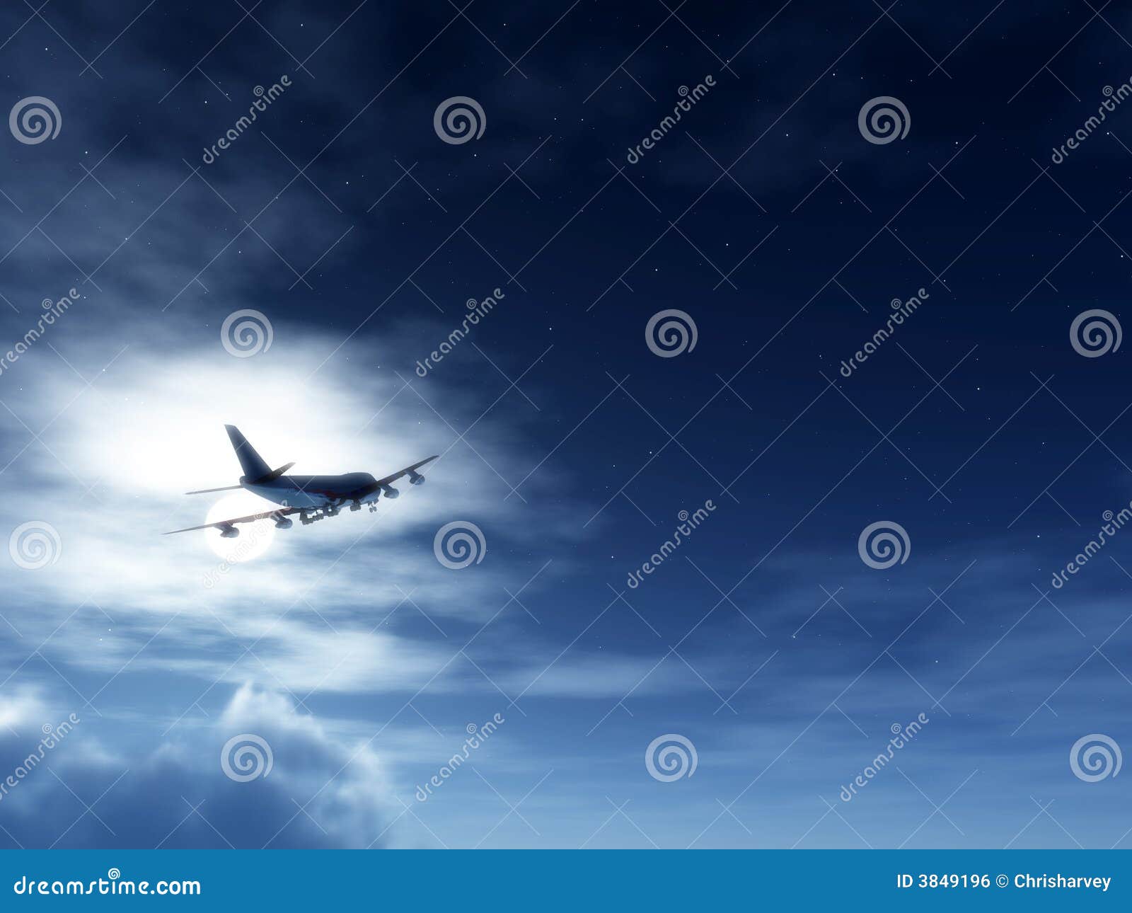 Plane in Flight at Night 2 stock photo. Image of vacation - 3849196