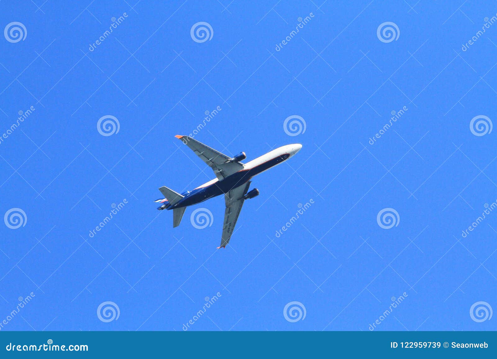 A Plane in Flight. Panoramic Composition in High Resolution. Stock ...