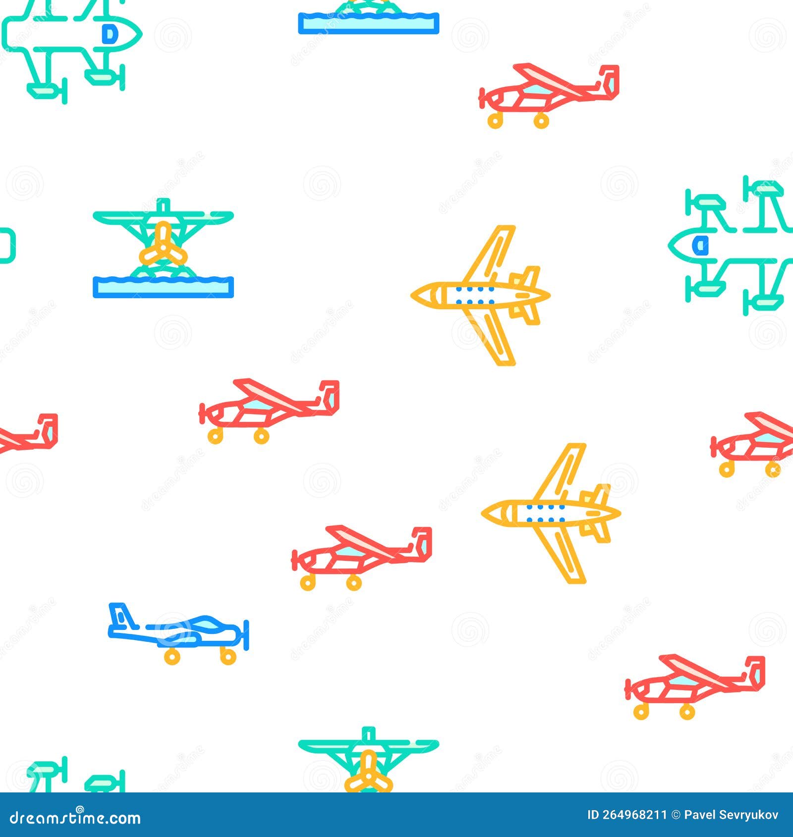 Plane Flight Travel Aircraft Vector Seamless Pattern Stock Vector ...