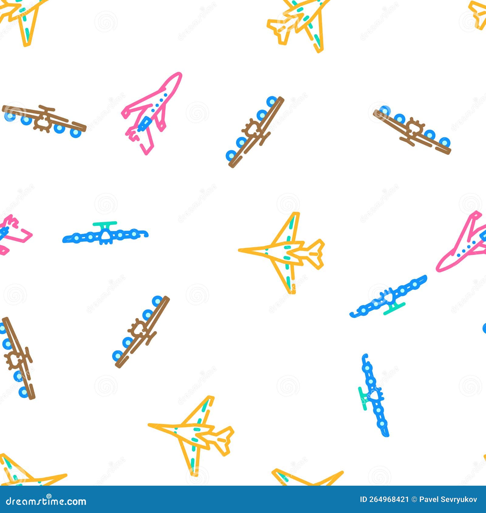 Plane Flight Travel Aircraft Vector Seamless Pattern Stock Vector ...