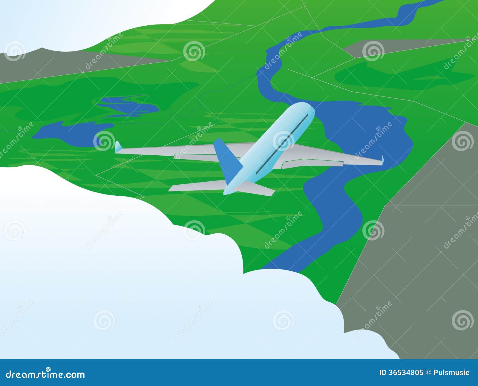 Plane in flight stock vector. Illustration of nature - 36534805