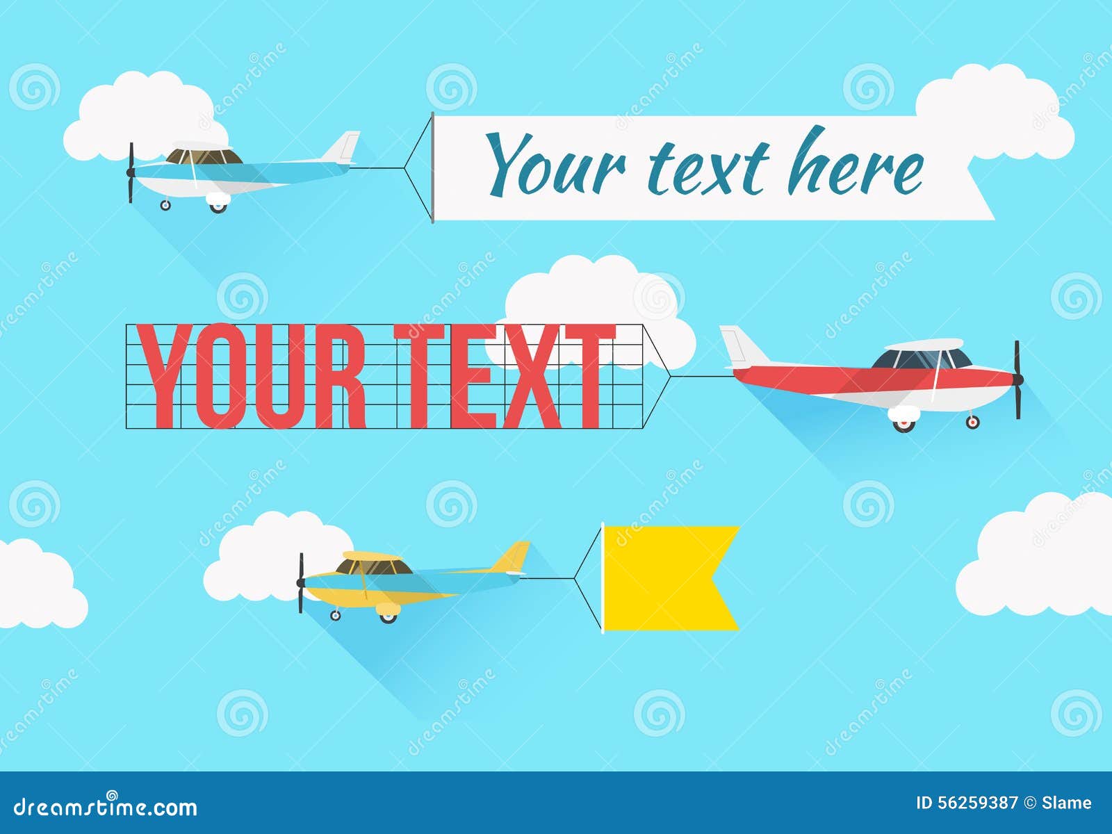 Plane with fly banners stock vector. Illustration of color - 56259387