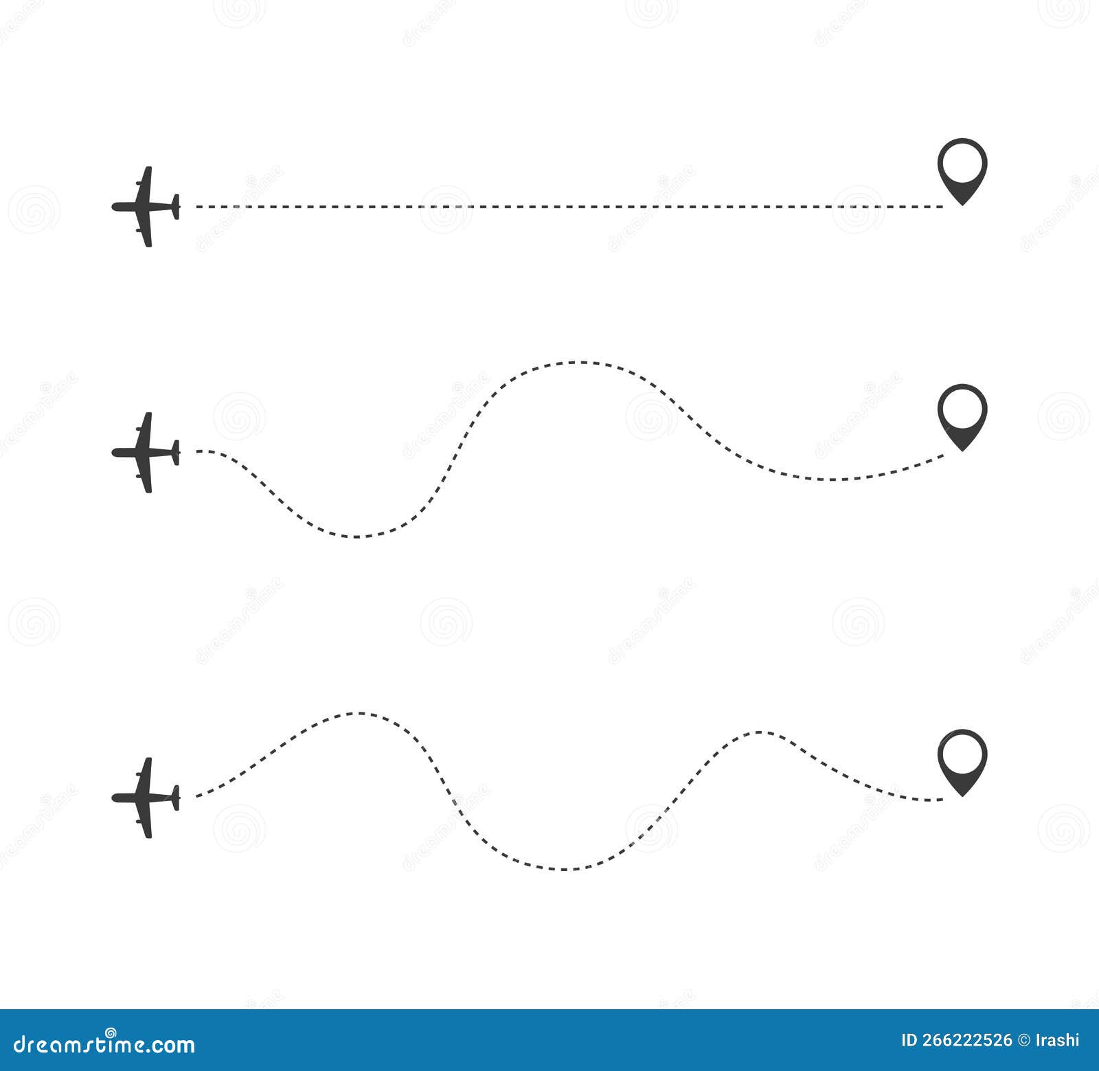 Plane Fly from Pin Map Icon with Path Stock Vector - Illustration of ...