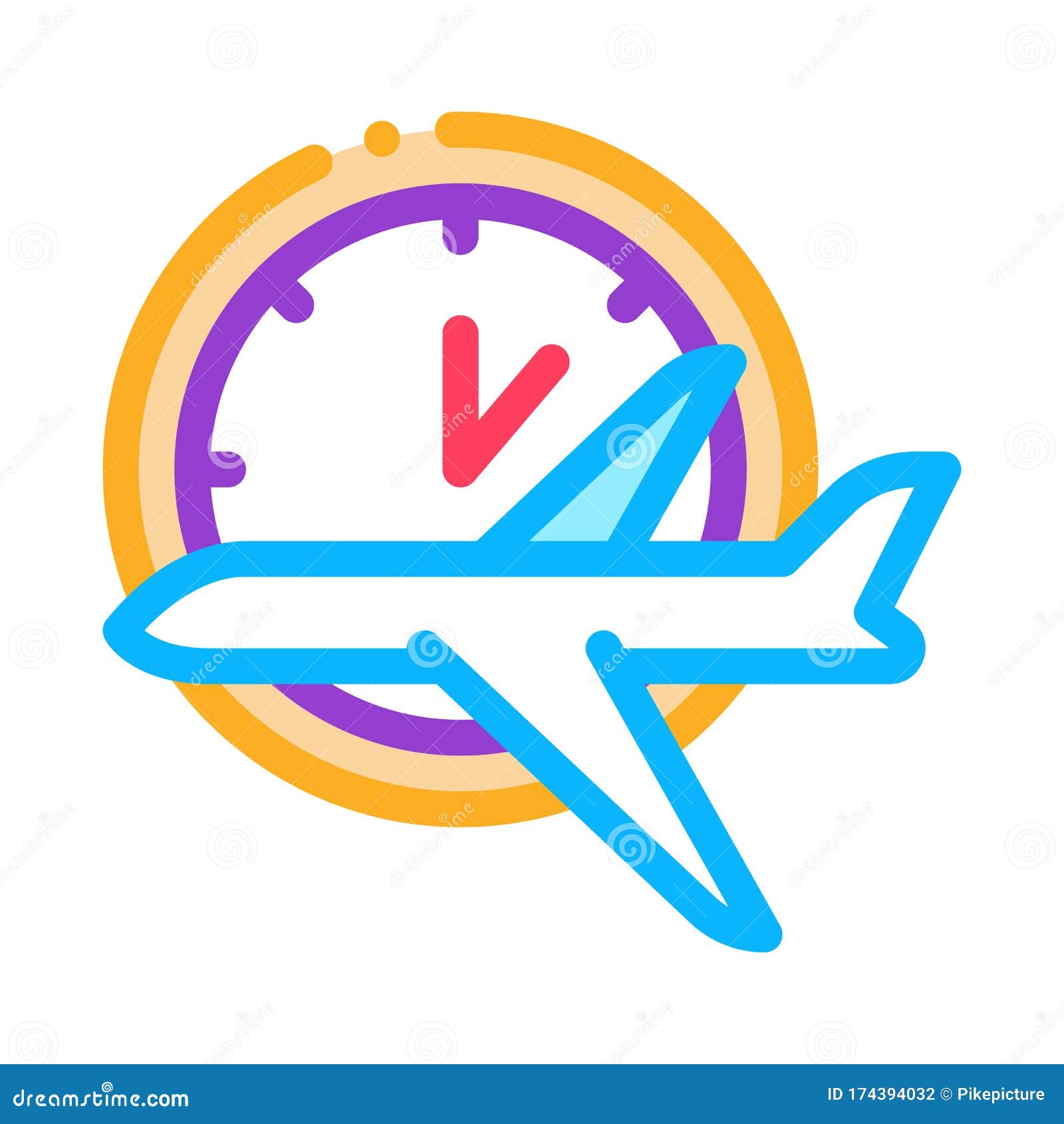 Plane Fly Time or Lateness Icon Thin Line Vector Stock Vector ...