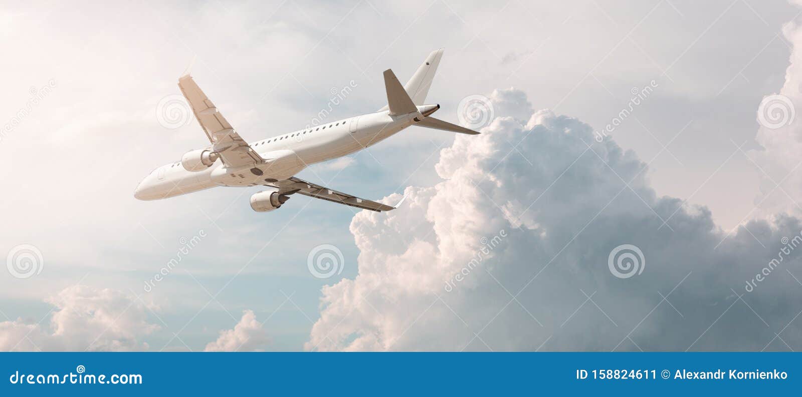 Plane flying away stock image. Image of aviation, blue - 158824611
