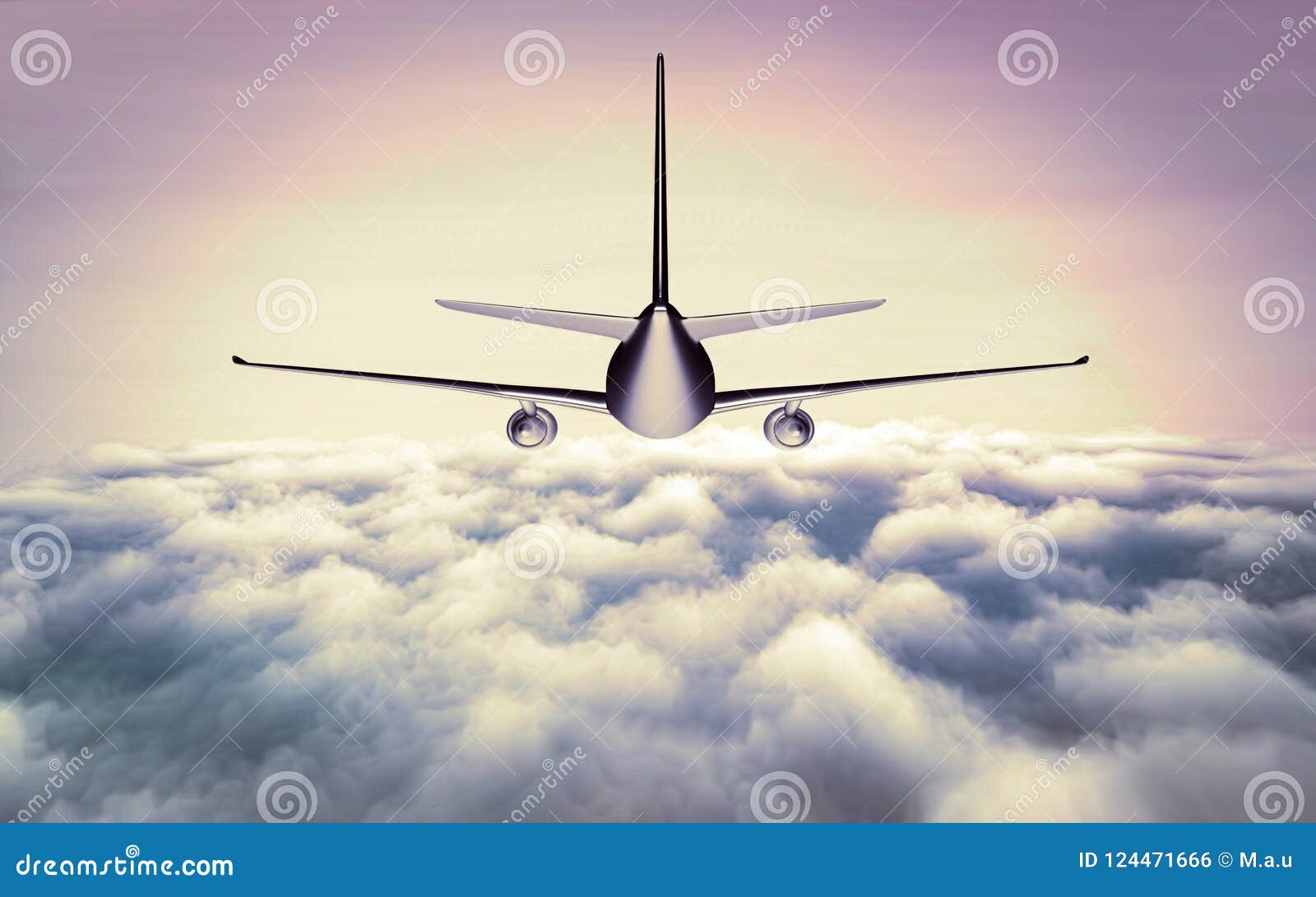 Plane Flying Away in the Sky 3d Illustration Stock Illustration ...