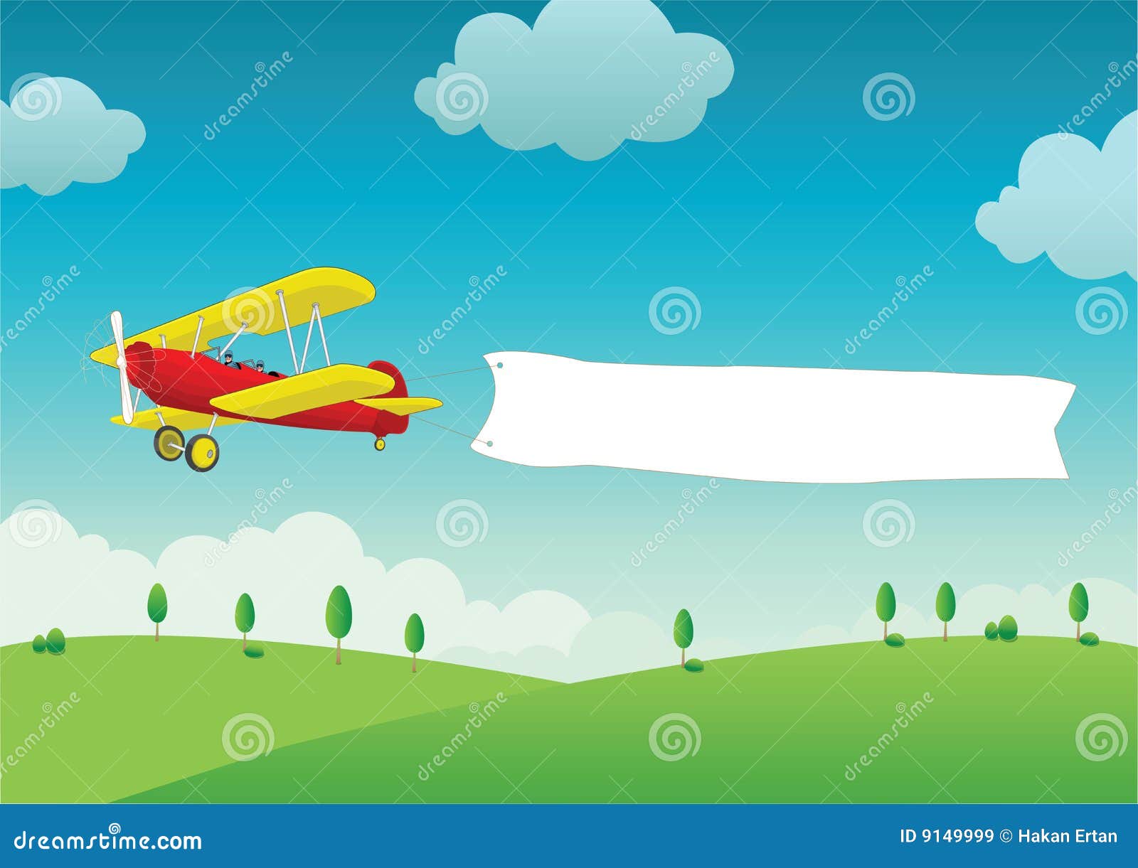 Plane Flying with Blank Banner Stock Vector - Illustration of outside ...