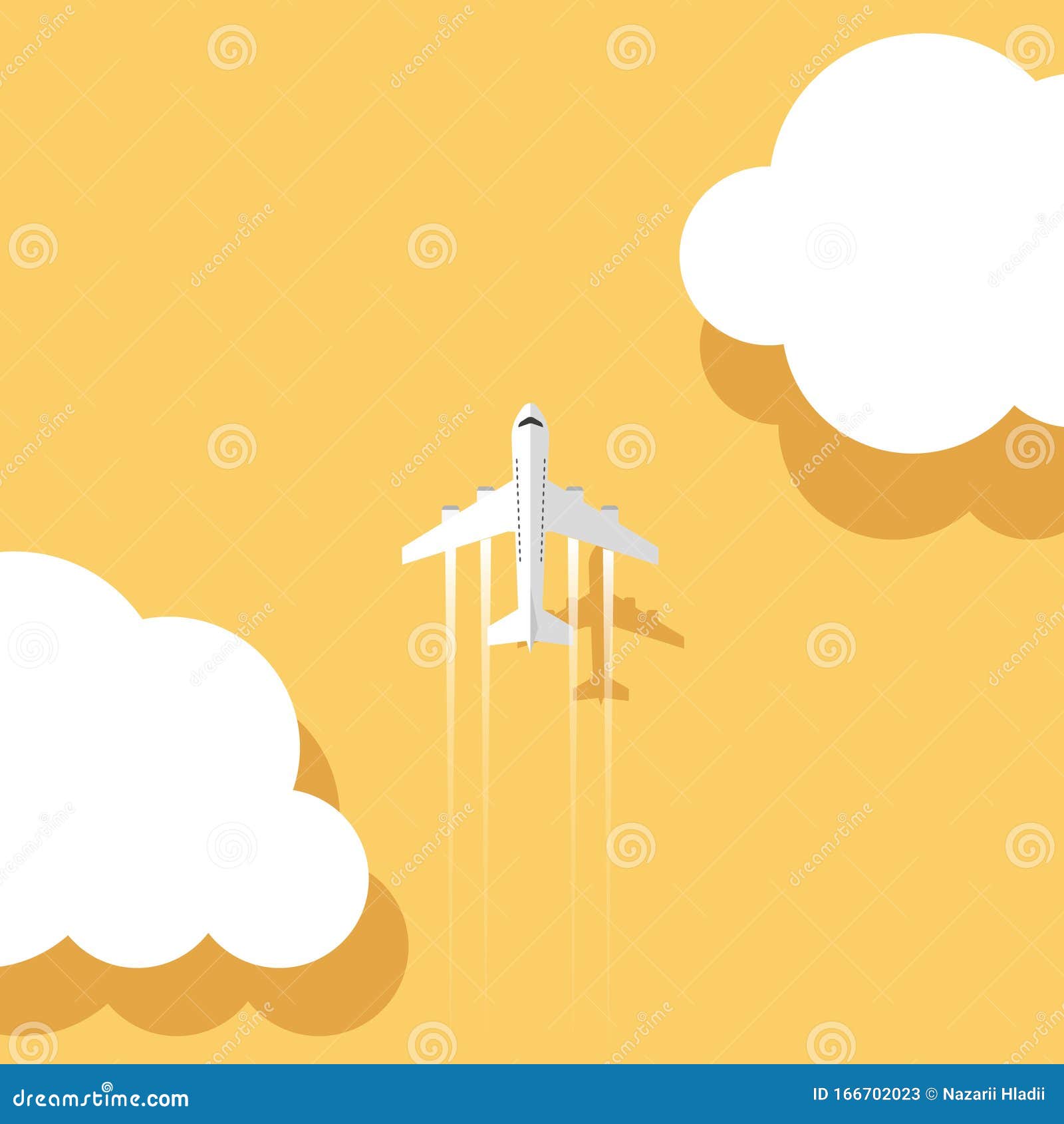 The Plane is Flying among the Clouds. Vector Image. Stock Vector ...