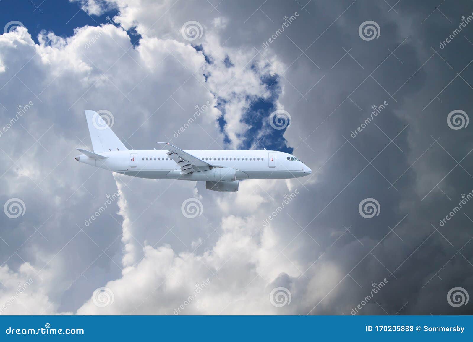 Plane is Flying High Above the Clouds Stock Photo - Image of altitude ...