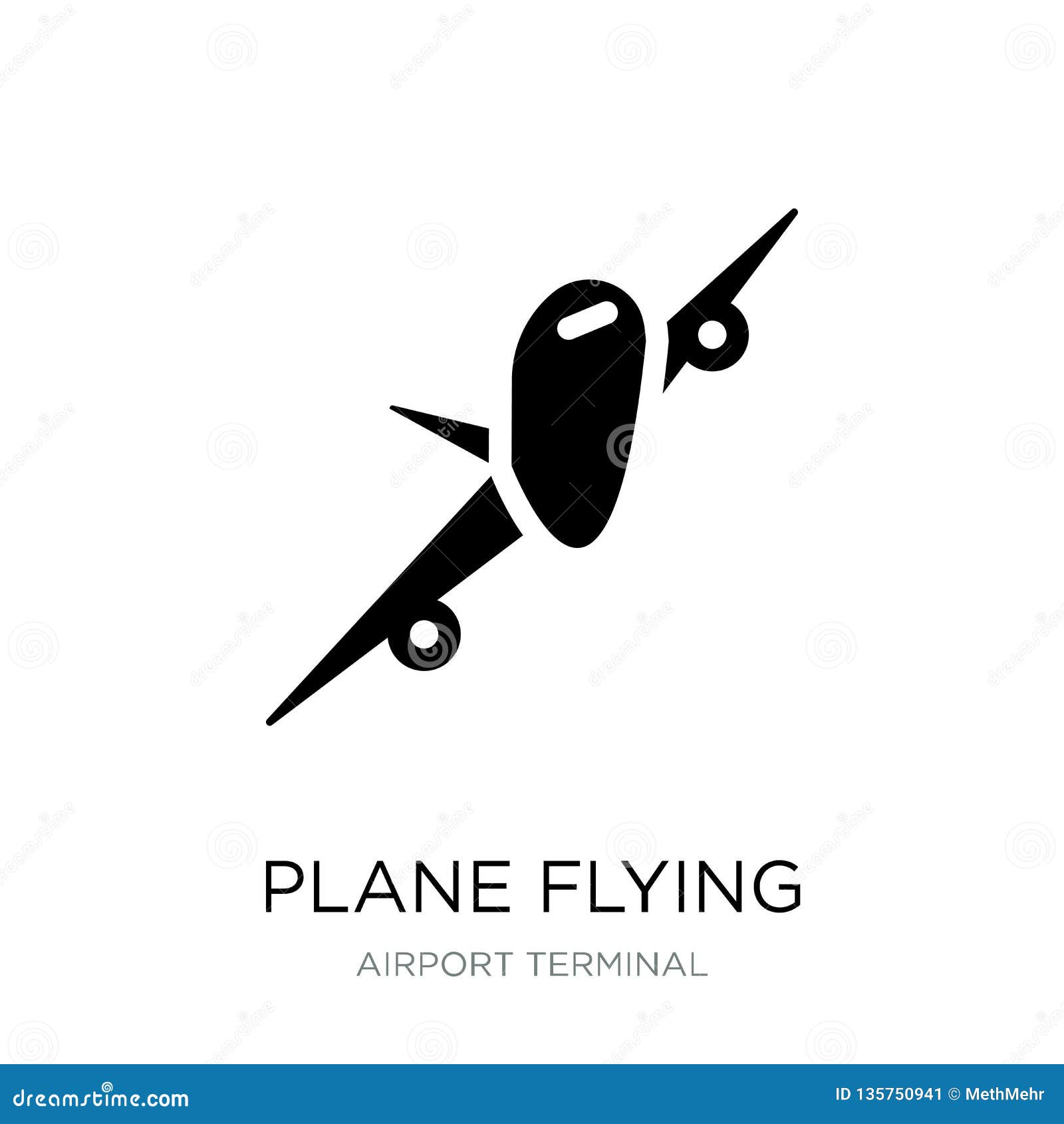 Plane Flying Icon in Trendy Design Style. Plane Flying Icon Isolated on ...