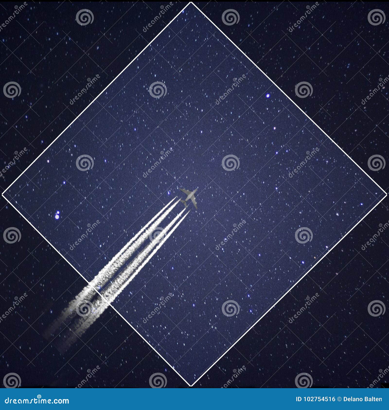 A Plane Flying Over in the Night Sky Stock Photo - Image of world ...