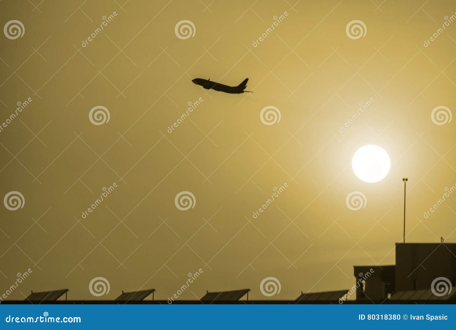 Plane Flying Over the Sun Rising Stock Photo - Image of modern ...
