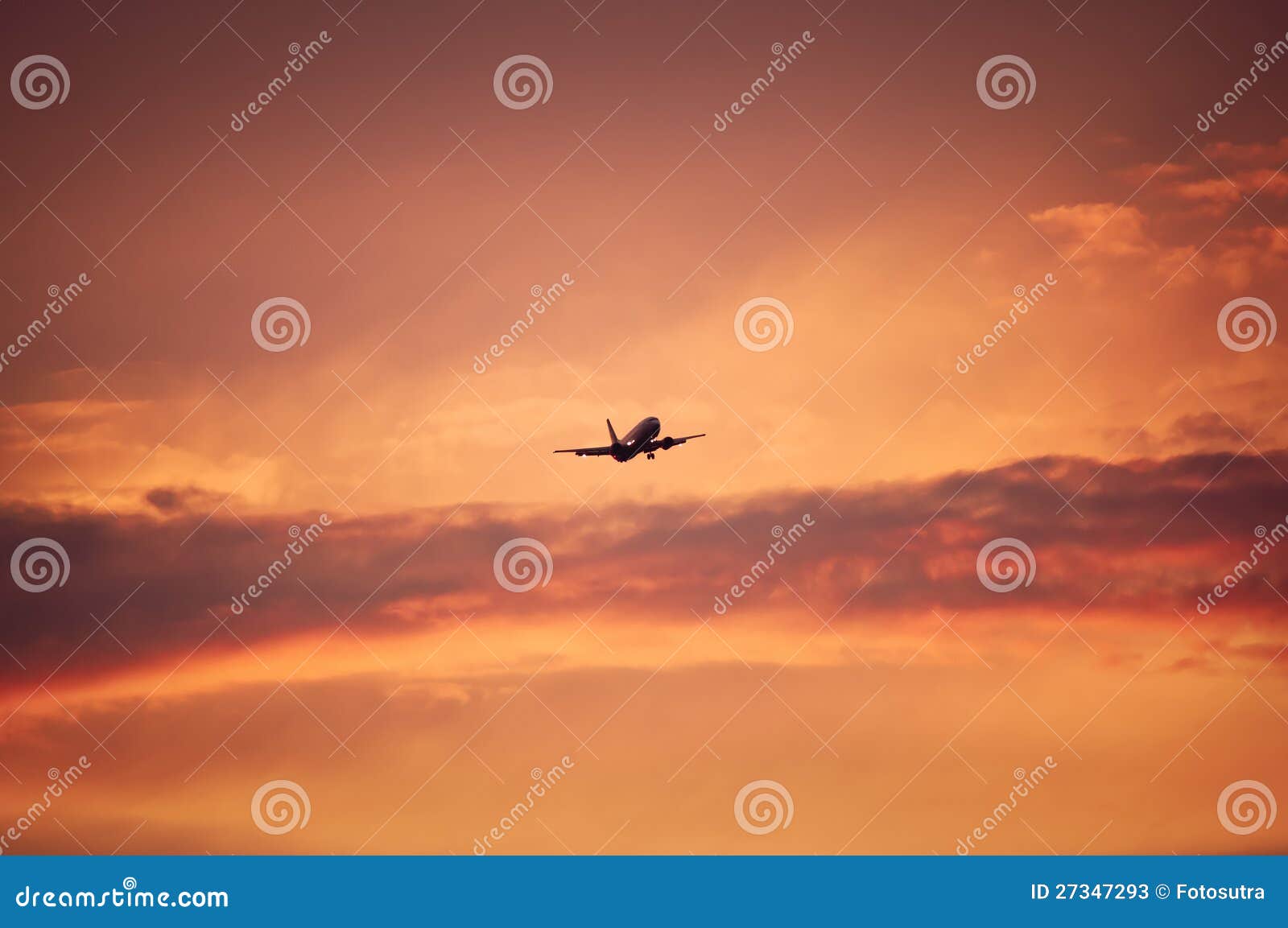 Plane flying upon red sky stock image. Image of beautiful - 27347293