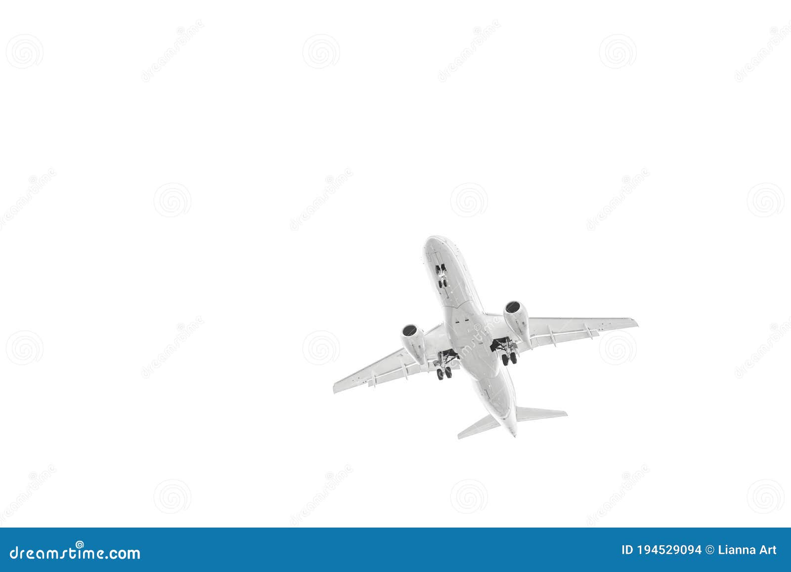The Plane Flying in the Sky a Close Up the Bottom View Stock Photo ...