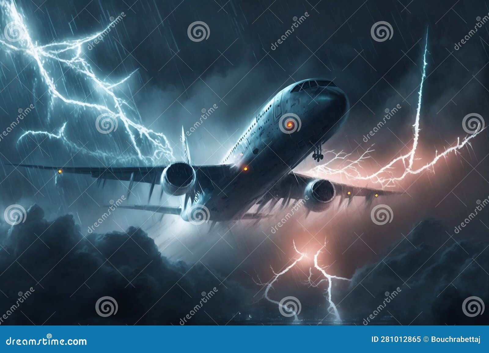 Plane Flying during Thunderstorm, Passenger Plane Hit by Lightning ...