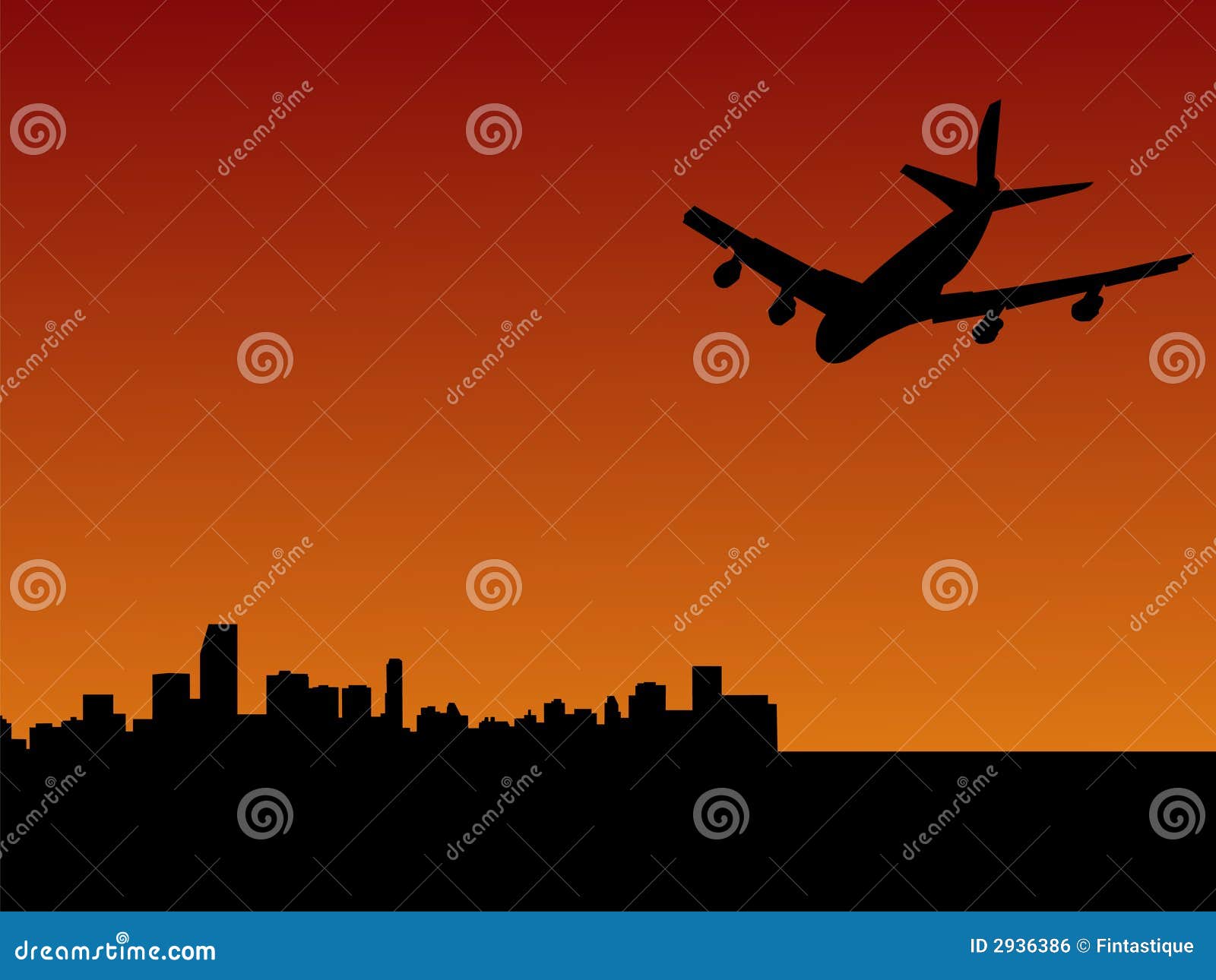Plane flying to Miami stock vector. Illustration of skyscraper - 2936386