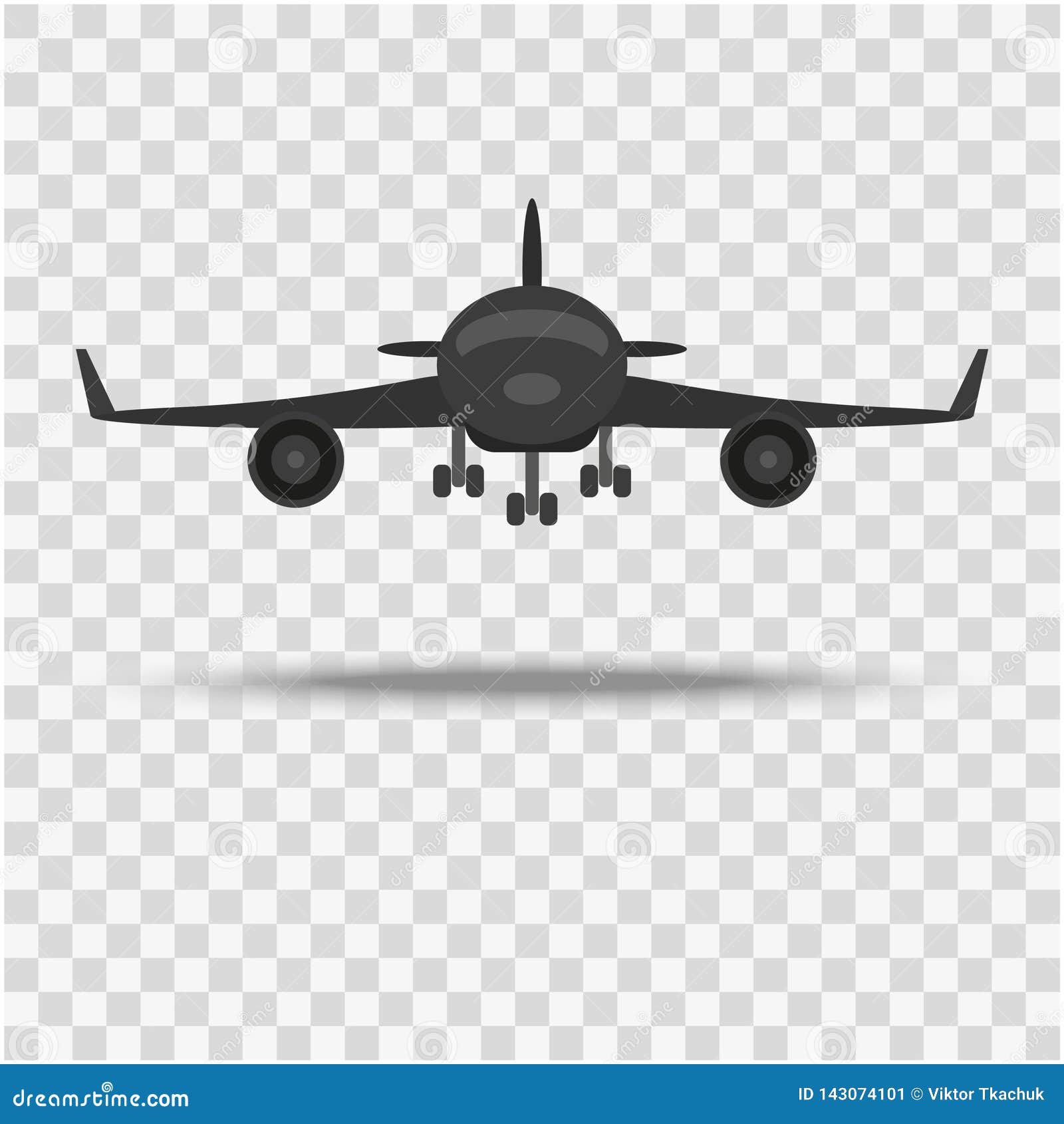 The Plane, a Front View on a Background with a Shadow. Stock Vector ...