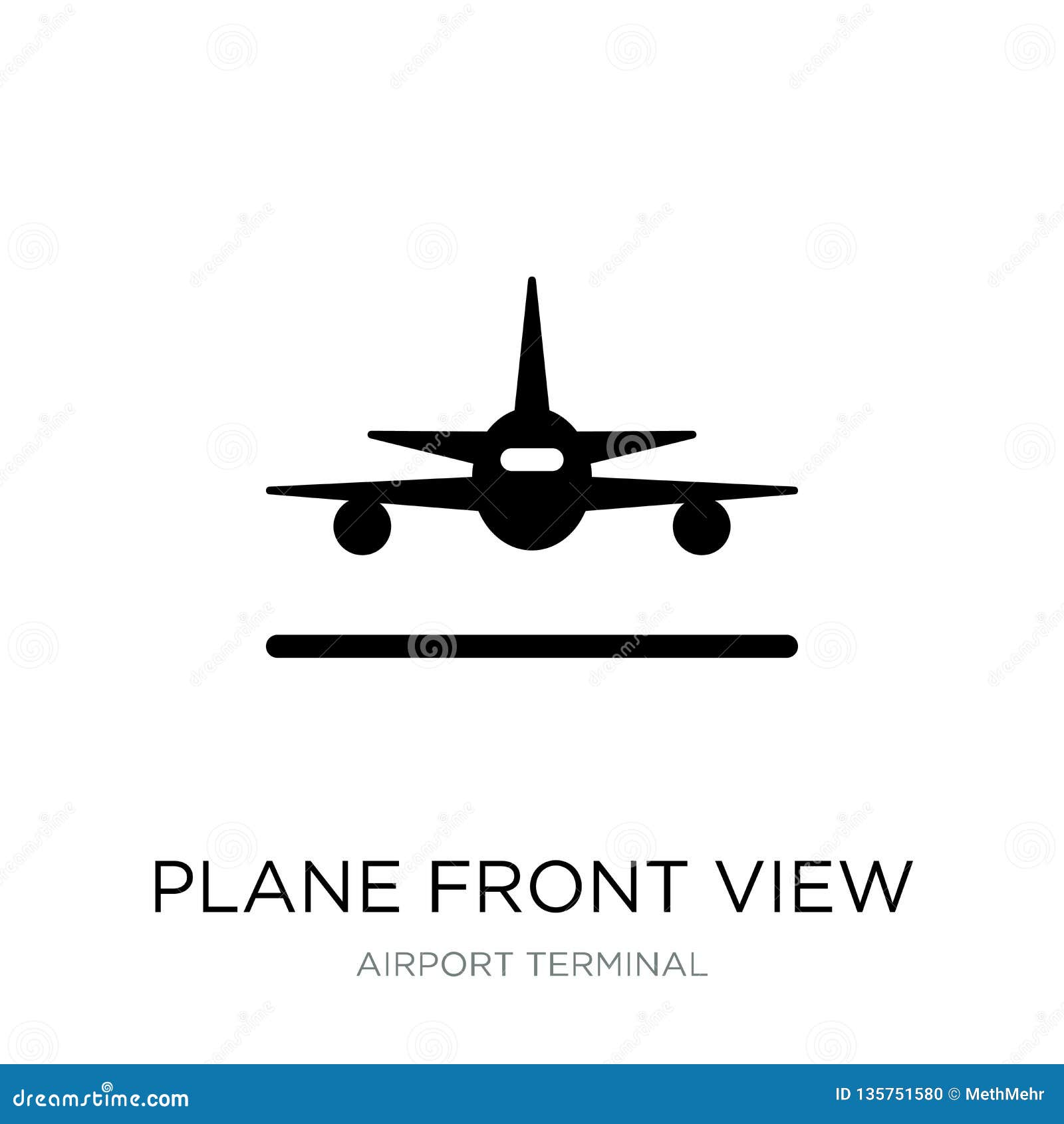 Plane Front View Icon In Trendy Design Style. Plane Front View Icon ...