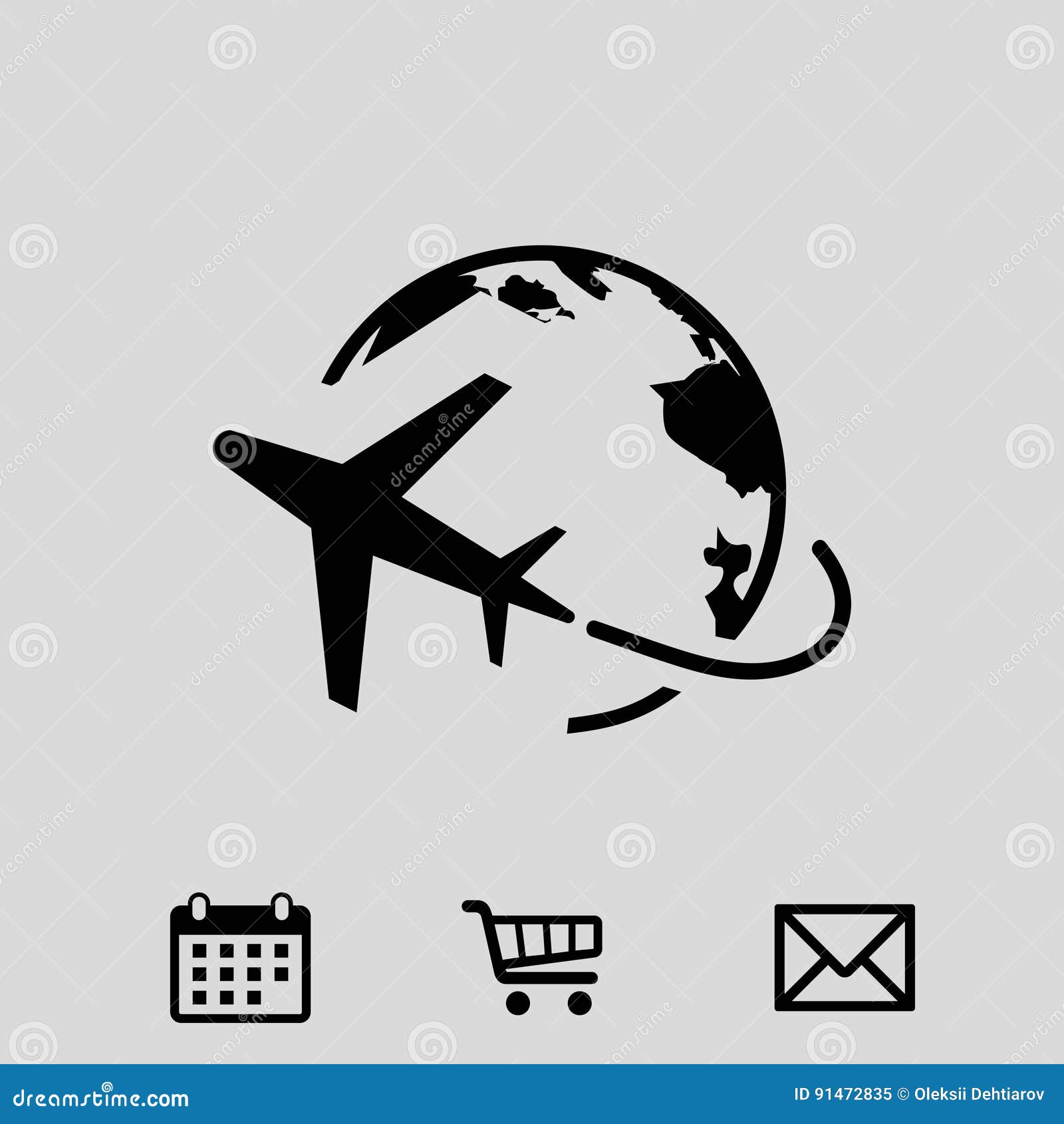 Plane Globe Icon Stock Vector Illustration Flat Design Stock Vector ...