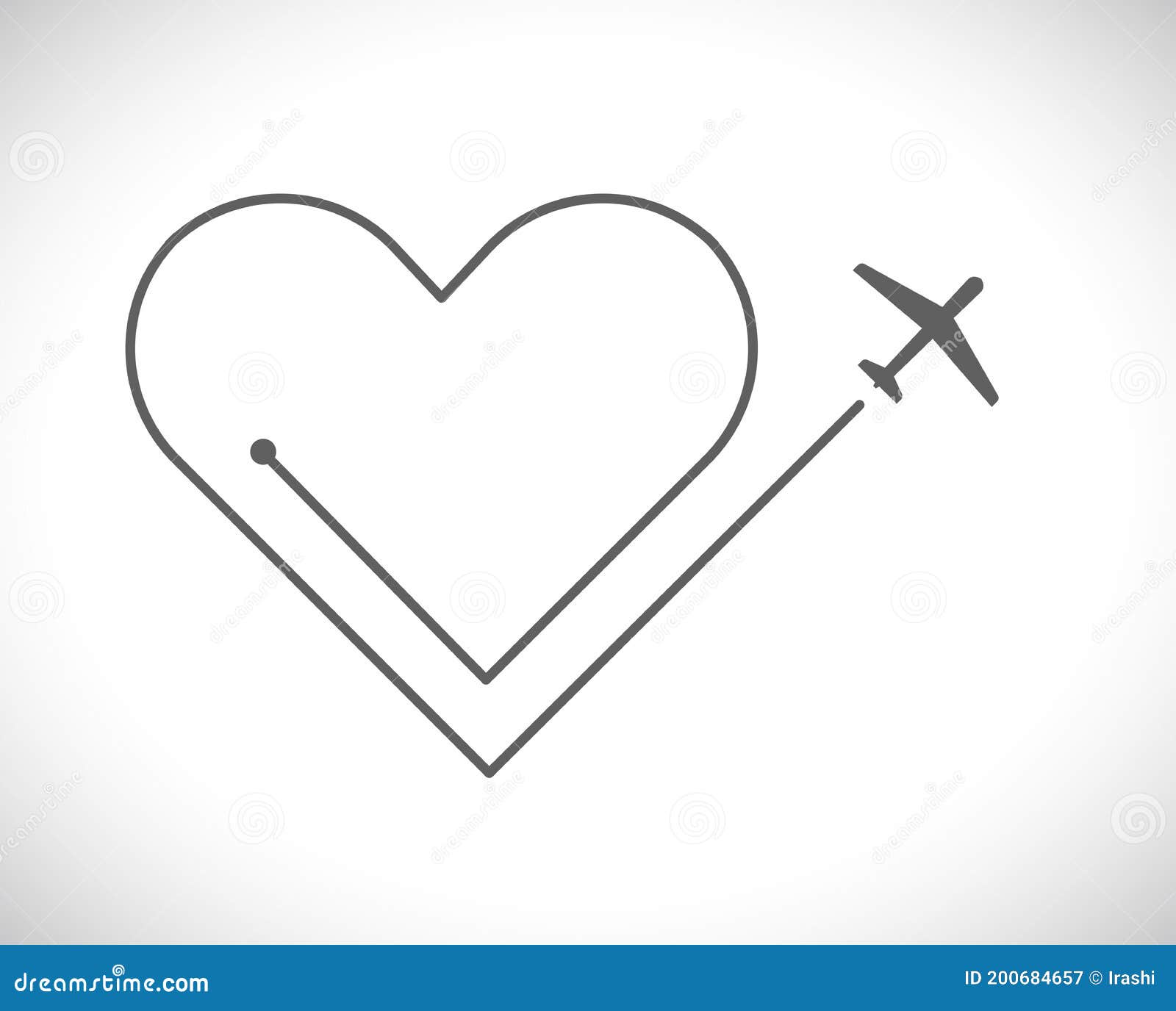 Plane with heart line stock vector. Illustration of love - 200684657