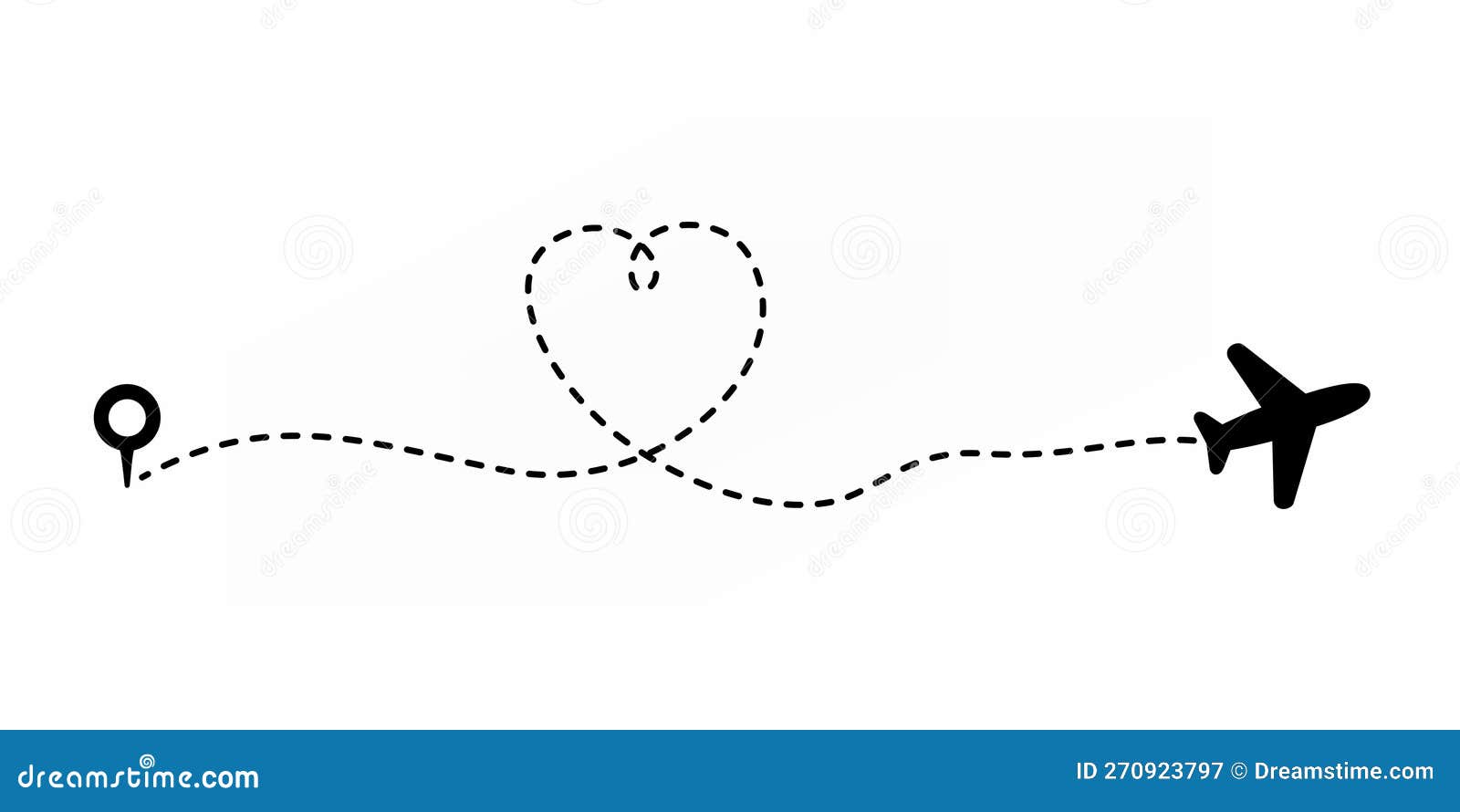 Plane and Heart Shape Path Illustration Stock Vector - Illustration of ...