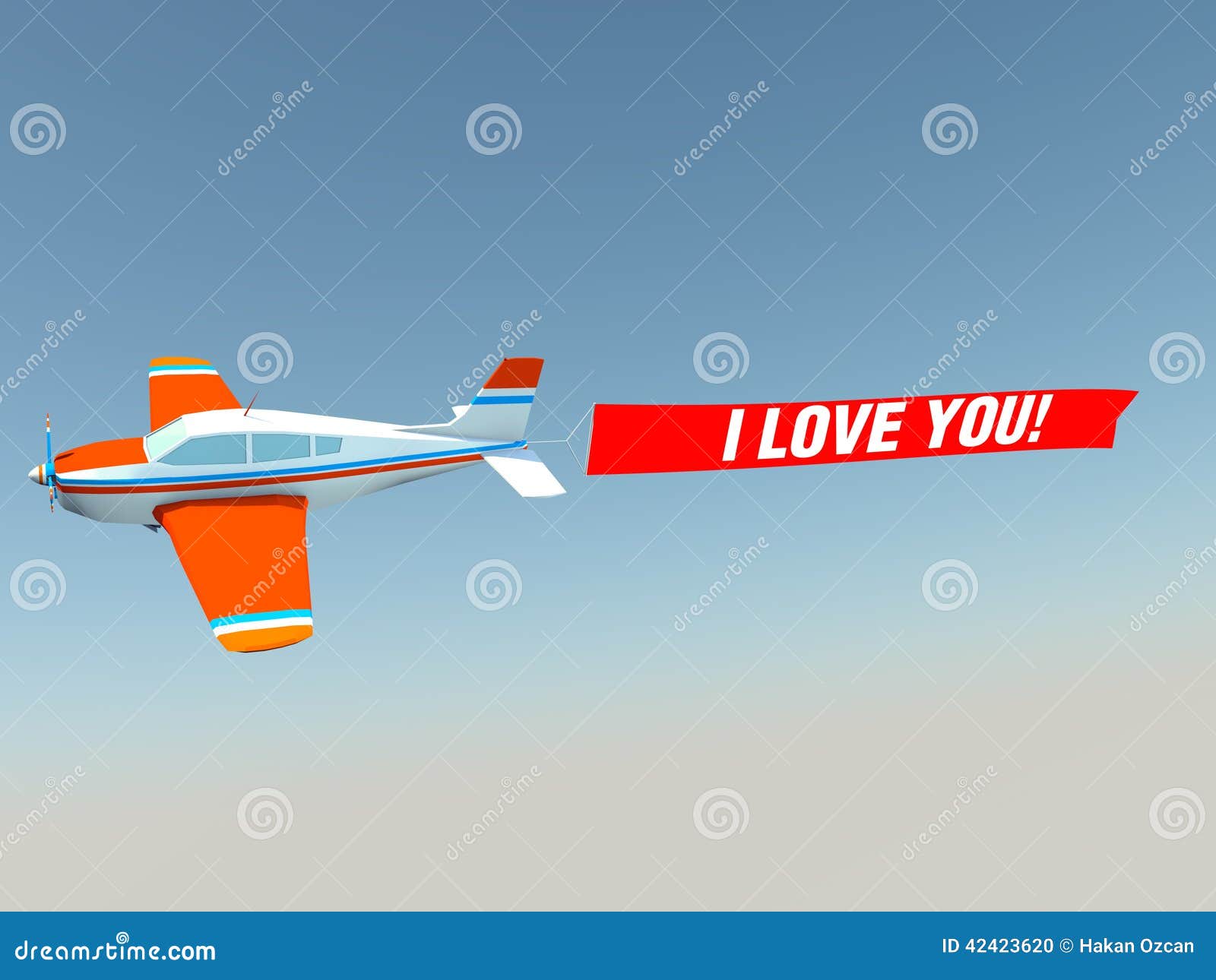 Plane with I Love You Banner Stock Illustration - Illustration of ...