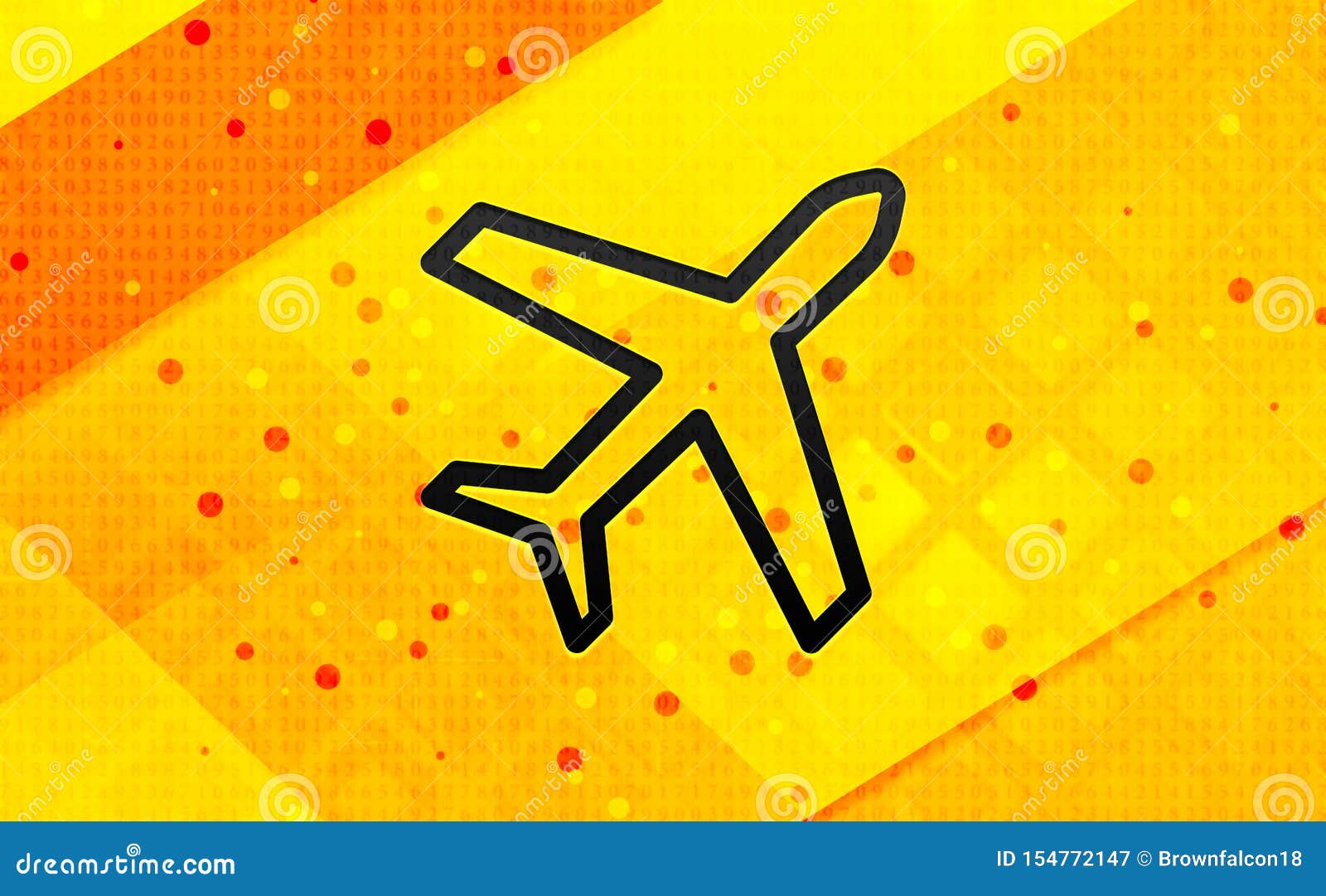 Plane Icon Abstract Digital Banner Yellow Background Stock Illustration ...