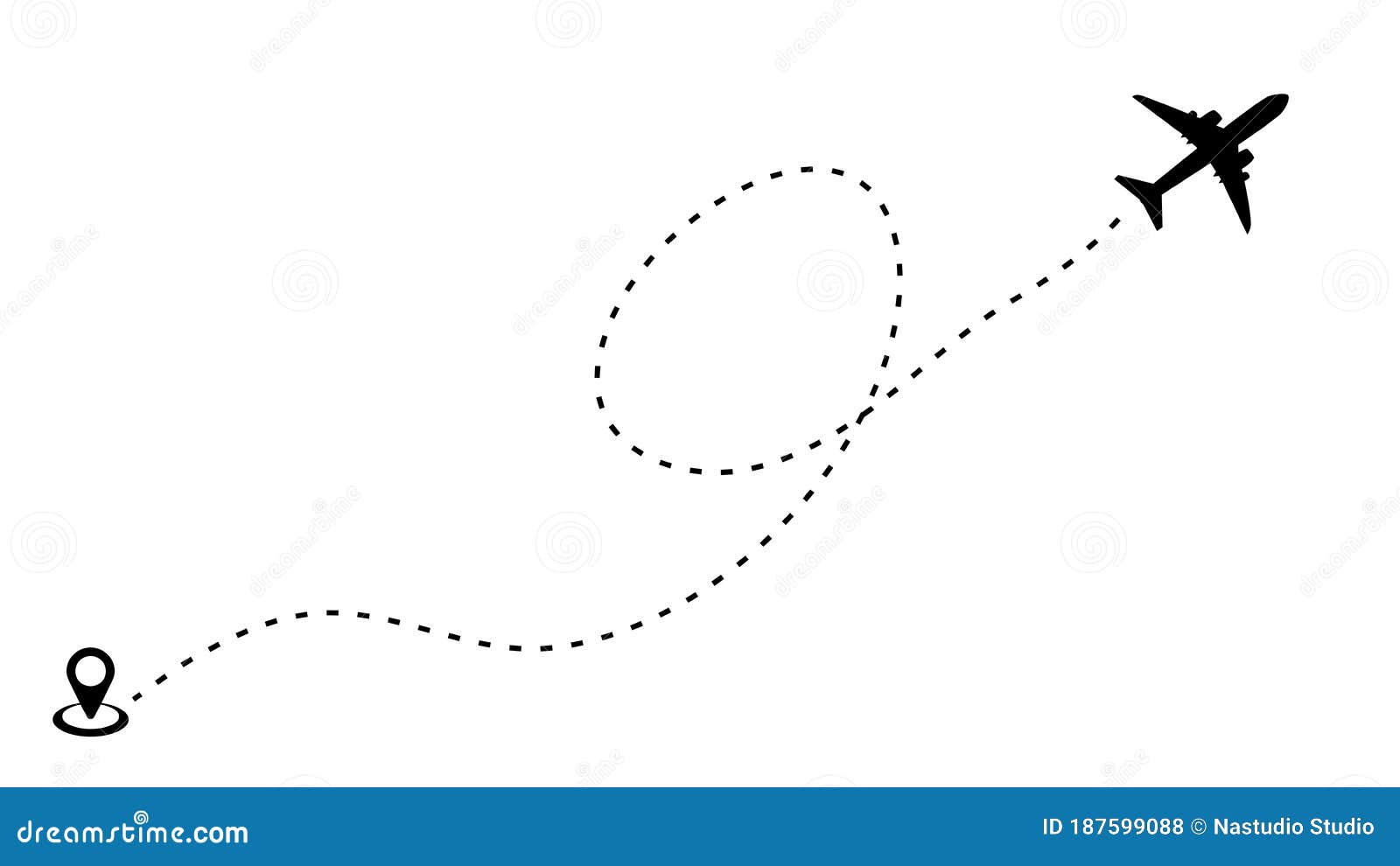 Plane Icon and Airplane Flight Path with a Start Point and Dashed Track ...