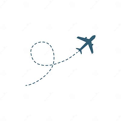 Plane Icon. Airplane Line Path Vector Illustration of Flying Route with ...