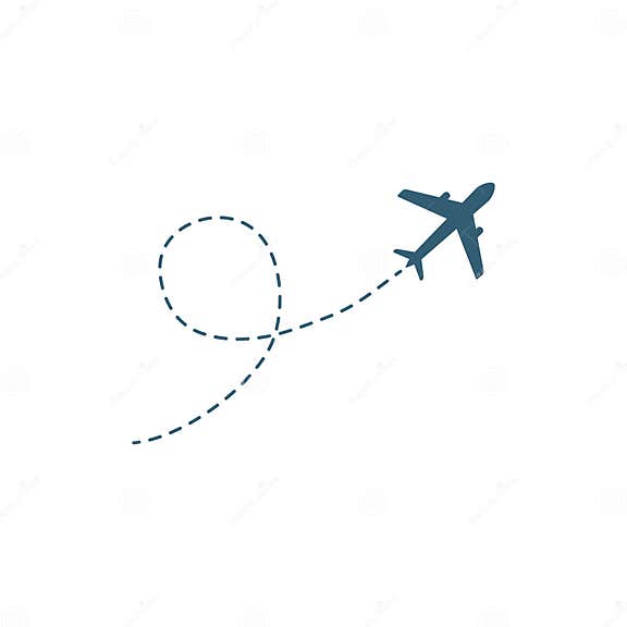 Plane Icon. Airplane Line Path Vector Illustration of Flying Route with ...