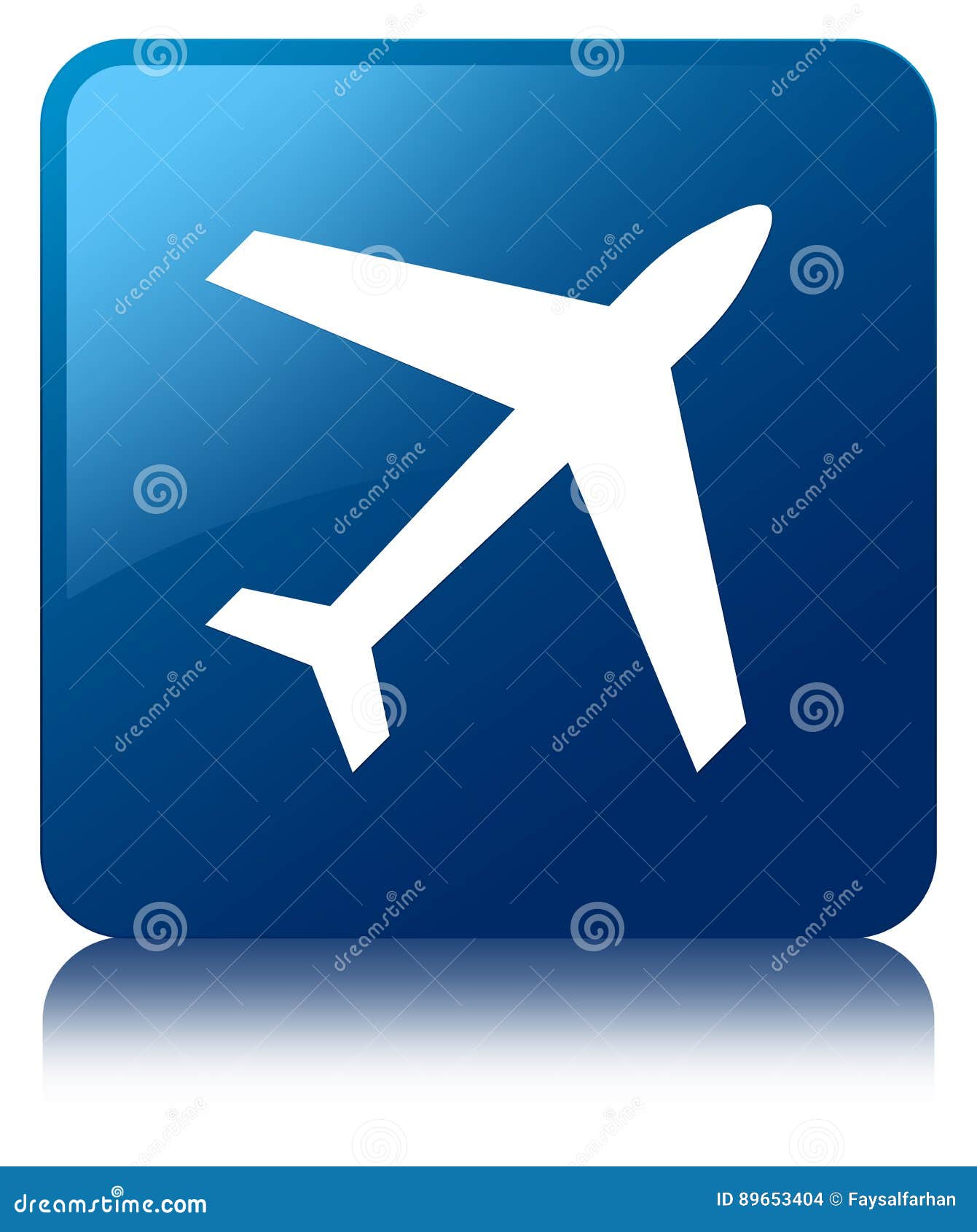 Plane Icon Blue Square Button Stock Illustration - Illustration of ...