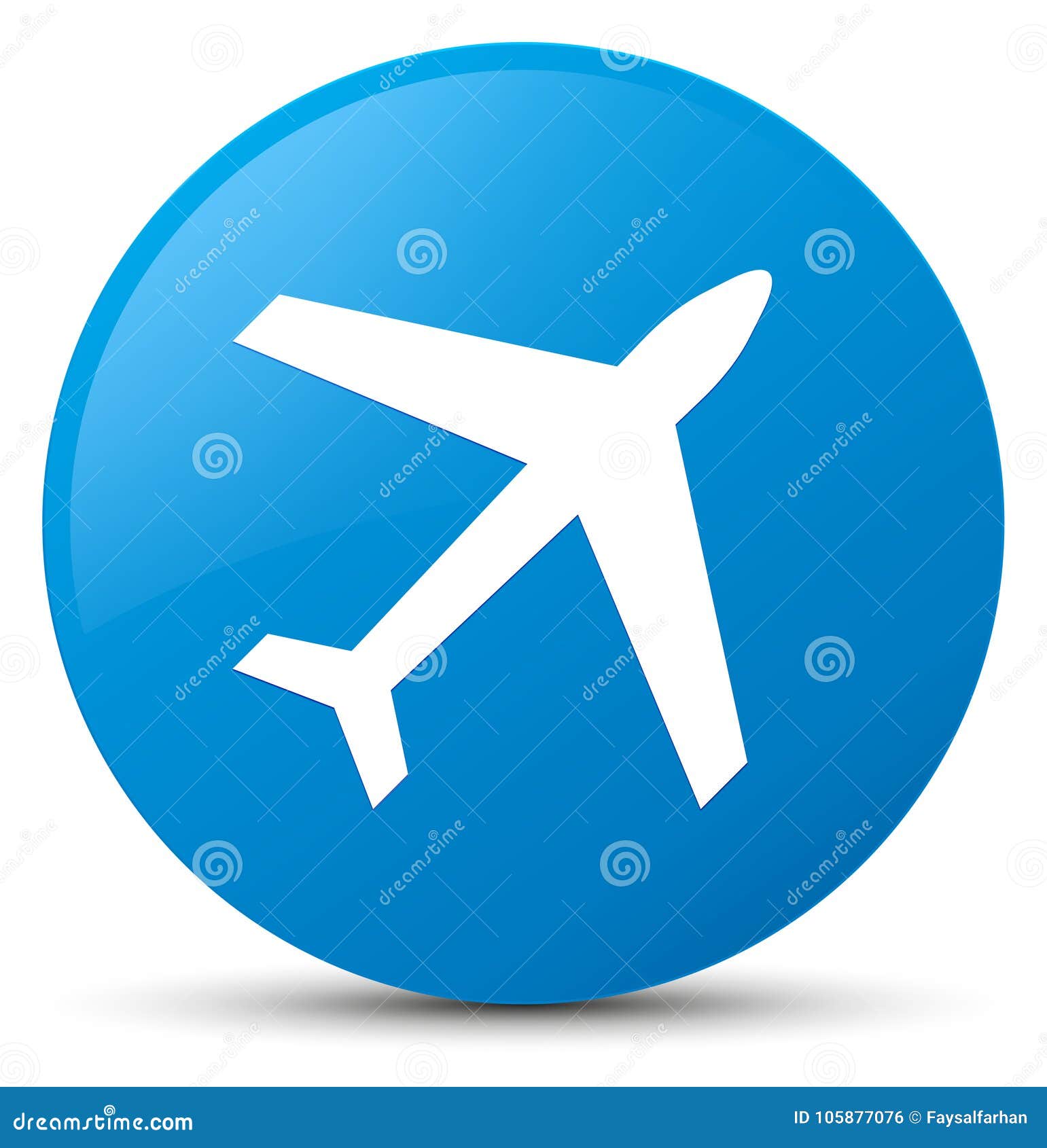 Plane Icon Cyan Blue Round Button Stock Illustration - Illustration of ...